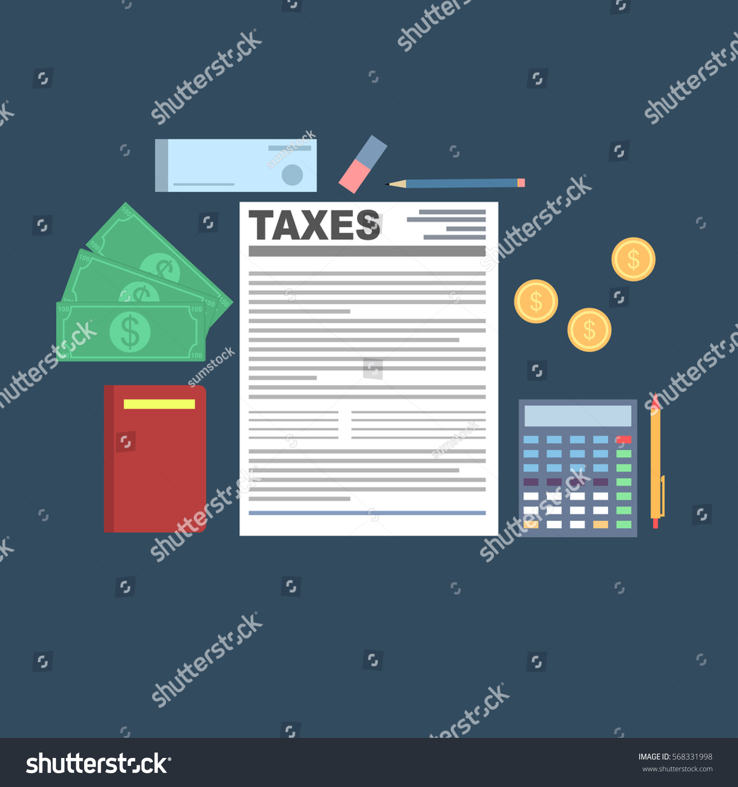 Tax Calculation Concept Flat Style Illustration Stock Vector (Royalty ...