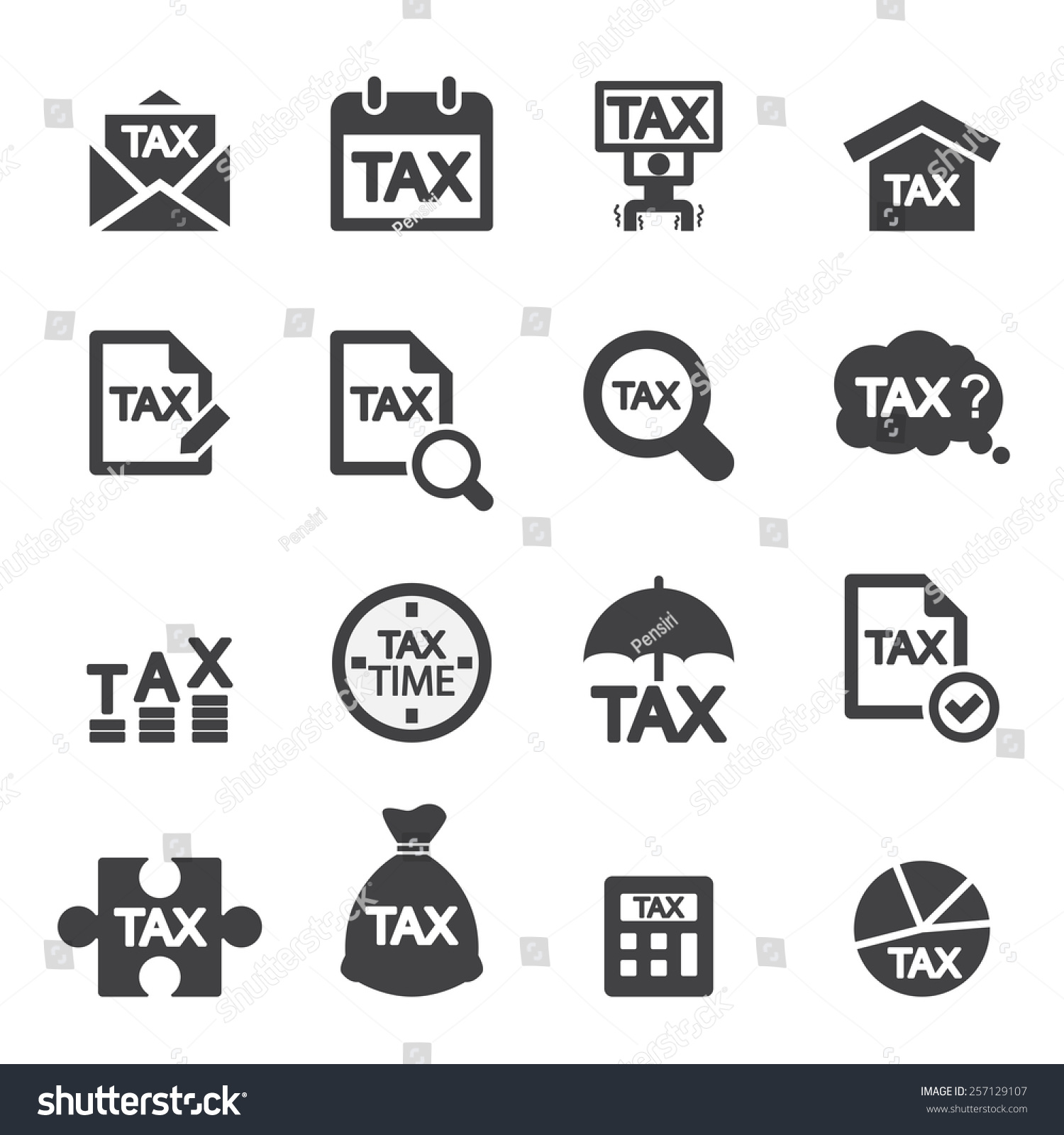 Tax Icon Set Stock Vector 257129107 : Shutterstock