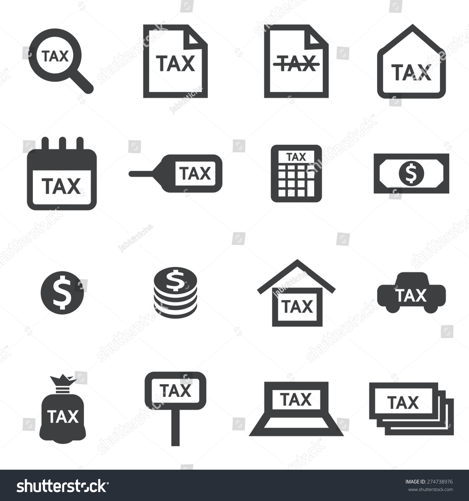 Tax Icon Set Stock Vector Illustration 274738976 : Shutterstock