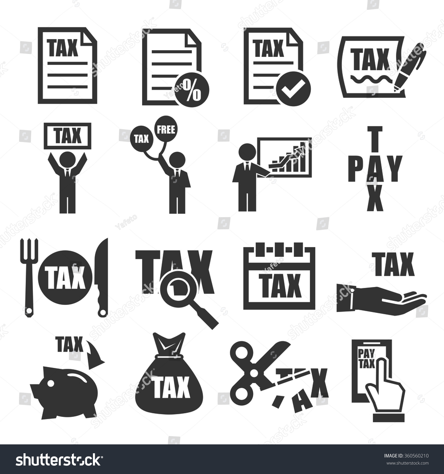 Tax Icon Set Stock Vector 360560210 : Shutterstock