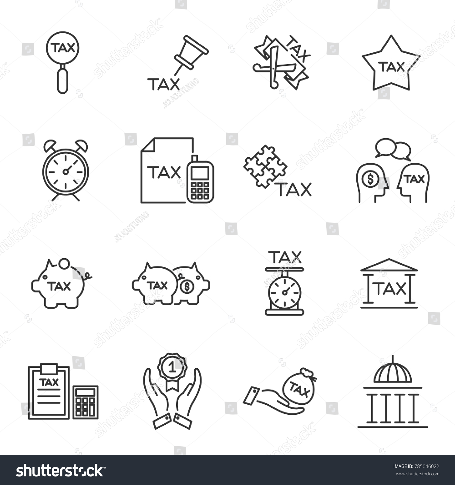 Vektor Stok Tax Icon Silhouette Vector Set (Tanpa Royalti) 785046022 ...