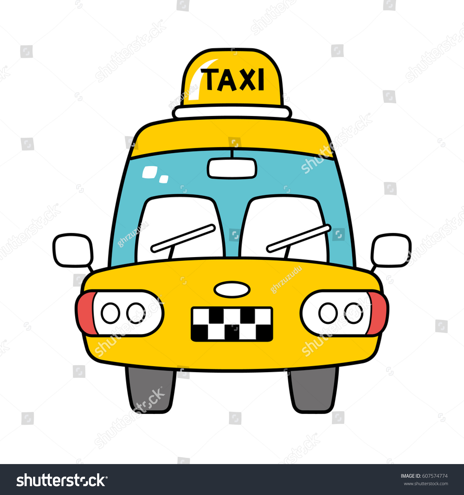 Taxi Cab Front View Isolated Stock Vector (Royalty Free) 607574774