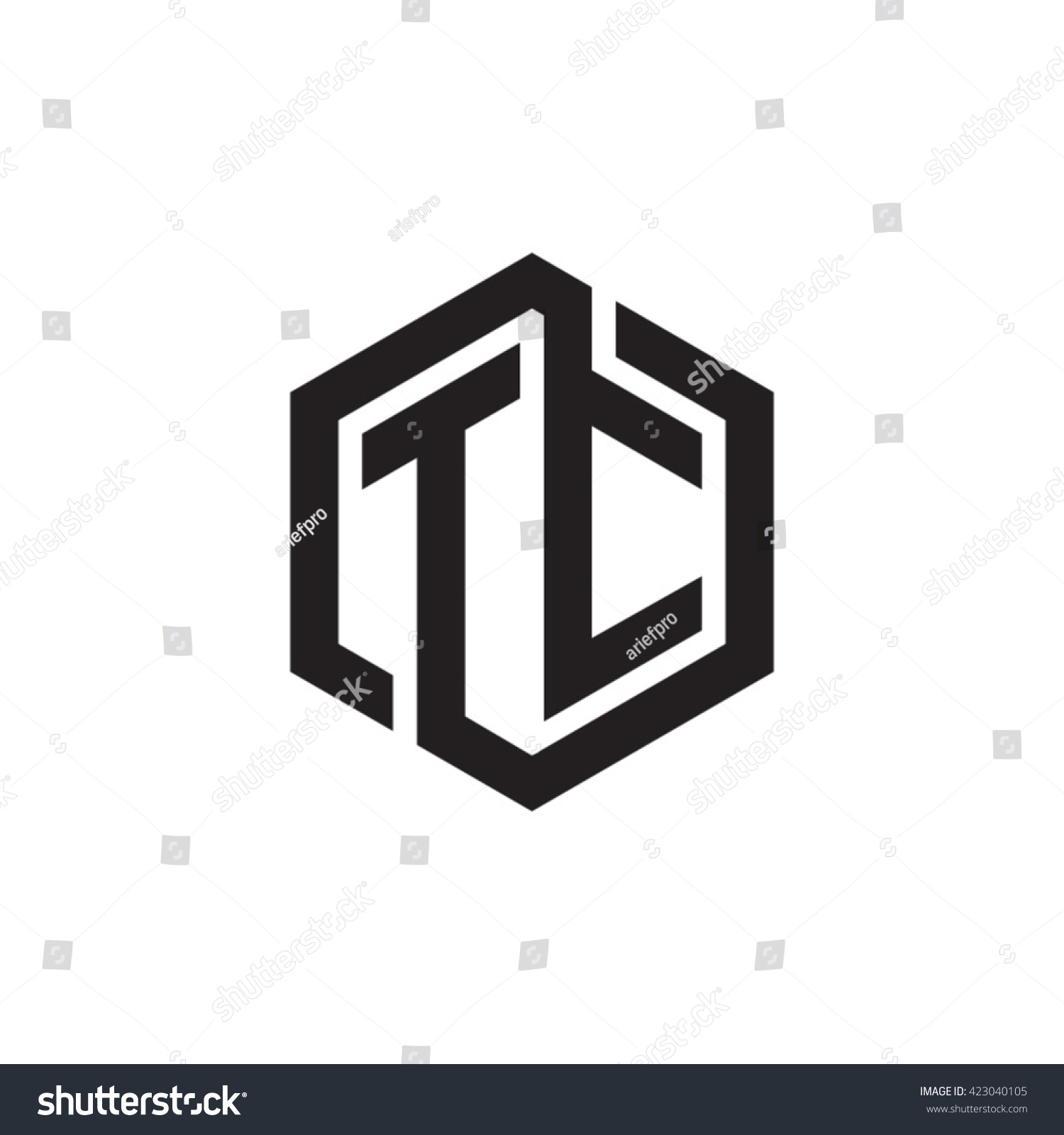 Tc Initial Letters Looping Linked Hexagon Stock Vector (Royalty Free ...