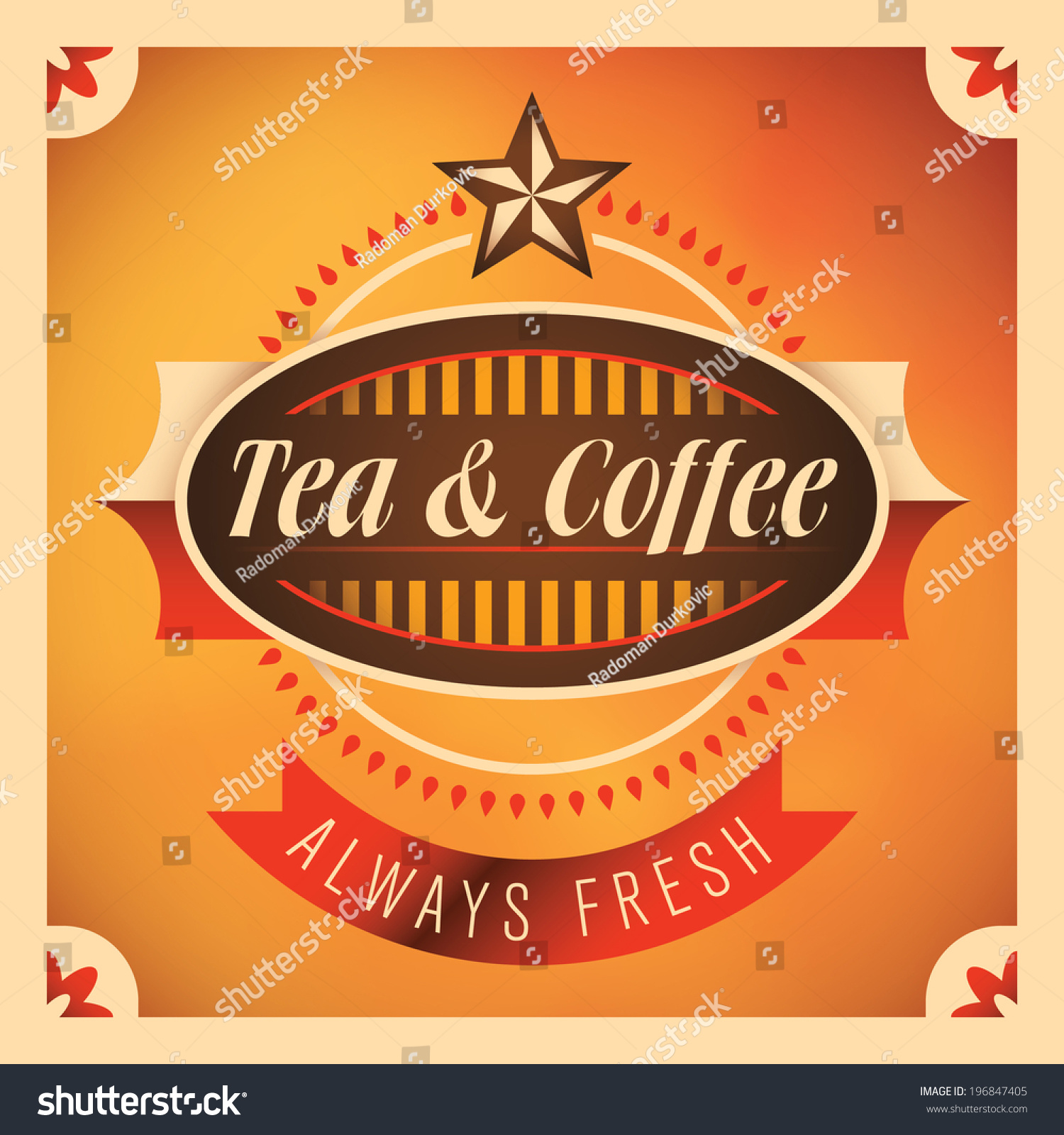 Tea Coffee Label Design Vector Illustration Stock Vector (Royalty Free ...