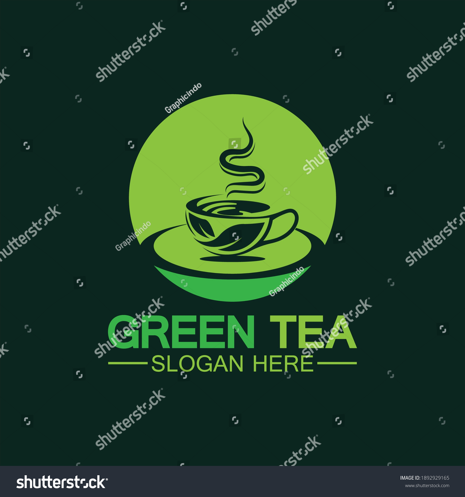Tea Cup Logo Vector Designgreen Tea Stock Vector (Royalty Free ...