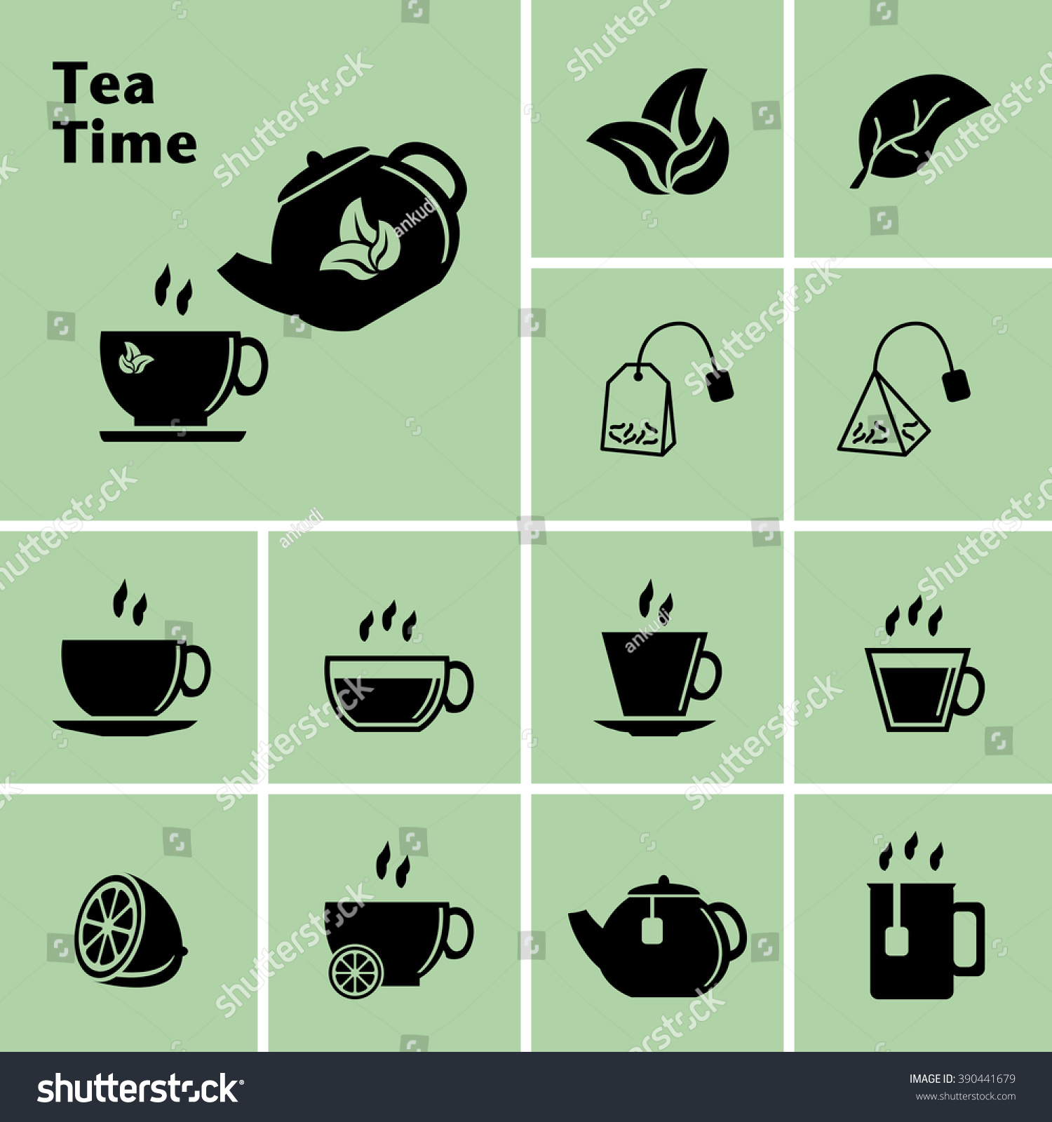 Tea Icons Tea Time Teacup Vector Stock Vector (Royalty Free) 390441679 ...
