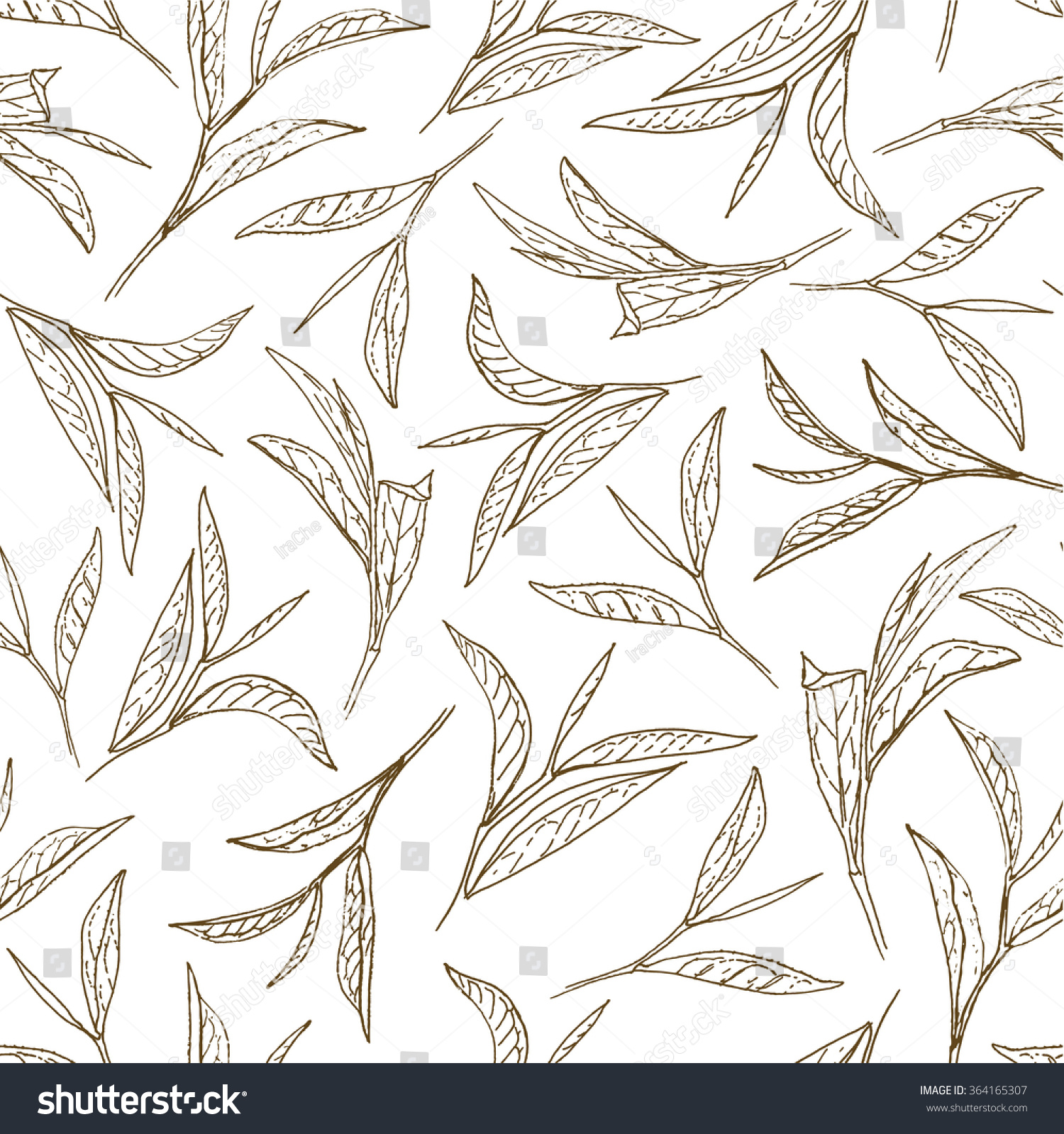 Tea Leaves Botanical Style Seamless Pattern Stock Vector 364165307 ...