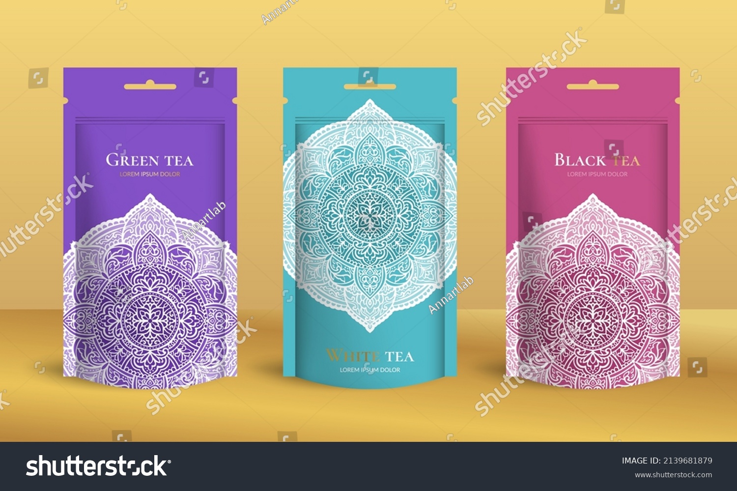 Tea Packaging Design Zip Pouch Bag Stock Vector (Royalty Free ...