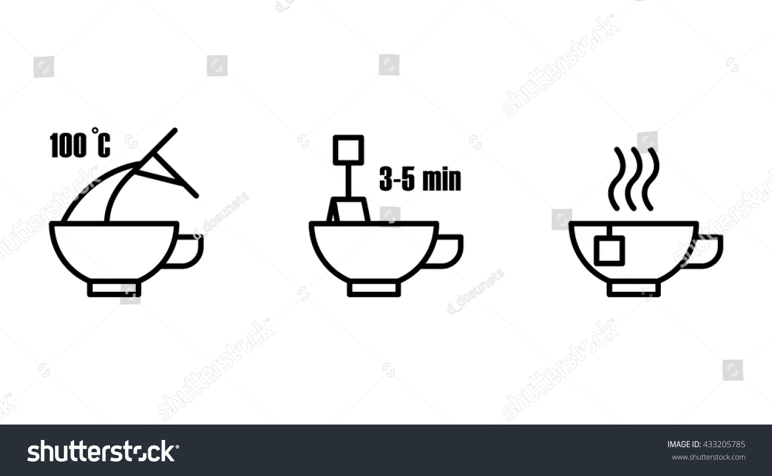Tea Preparation Instruction Design Elements Line Stock Vector (Royalty ...