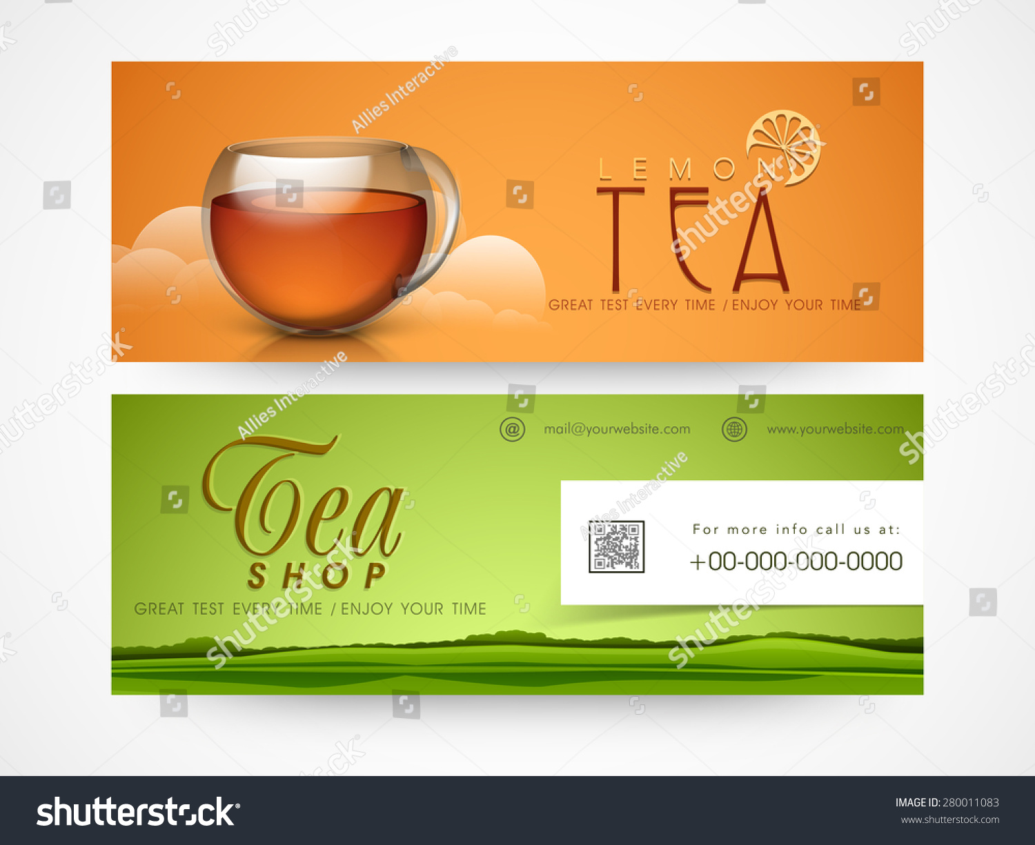 Tea Shop Banner Website Header Set Stock Vector (Royalty Free ...