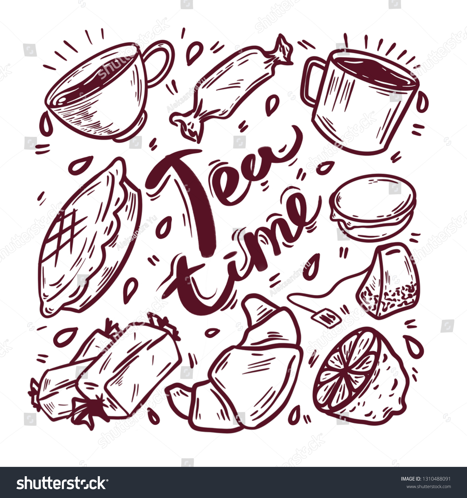 Tea Time Bakery Products Vector Illustration Stock Vector (Royalty Free ...
