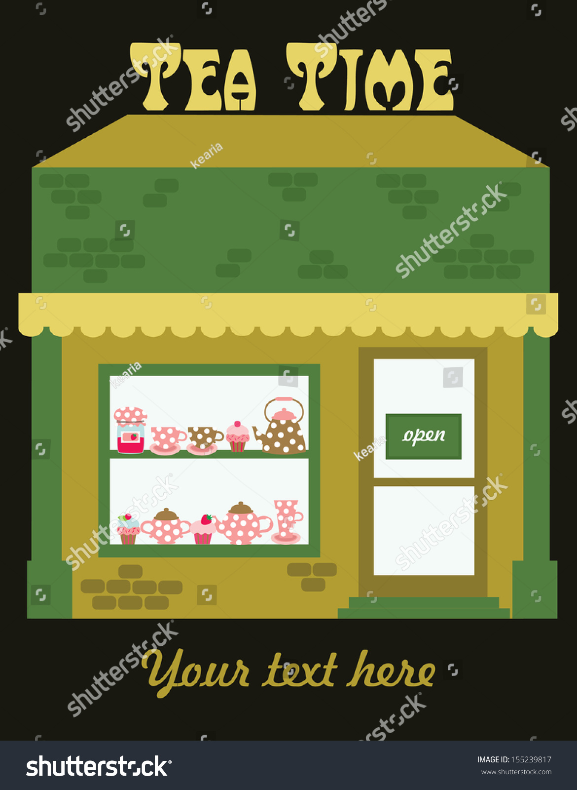 Tea Time Card Design Vector Illustration Stock Vector (Royalty Free ...