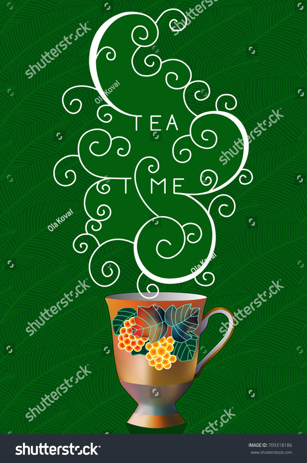 Tea Time Vector Illustration Stock Vector (Royalty Free) 709318186 ...