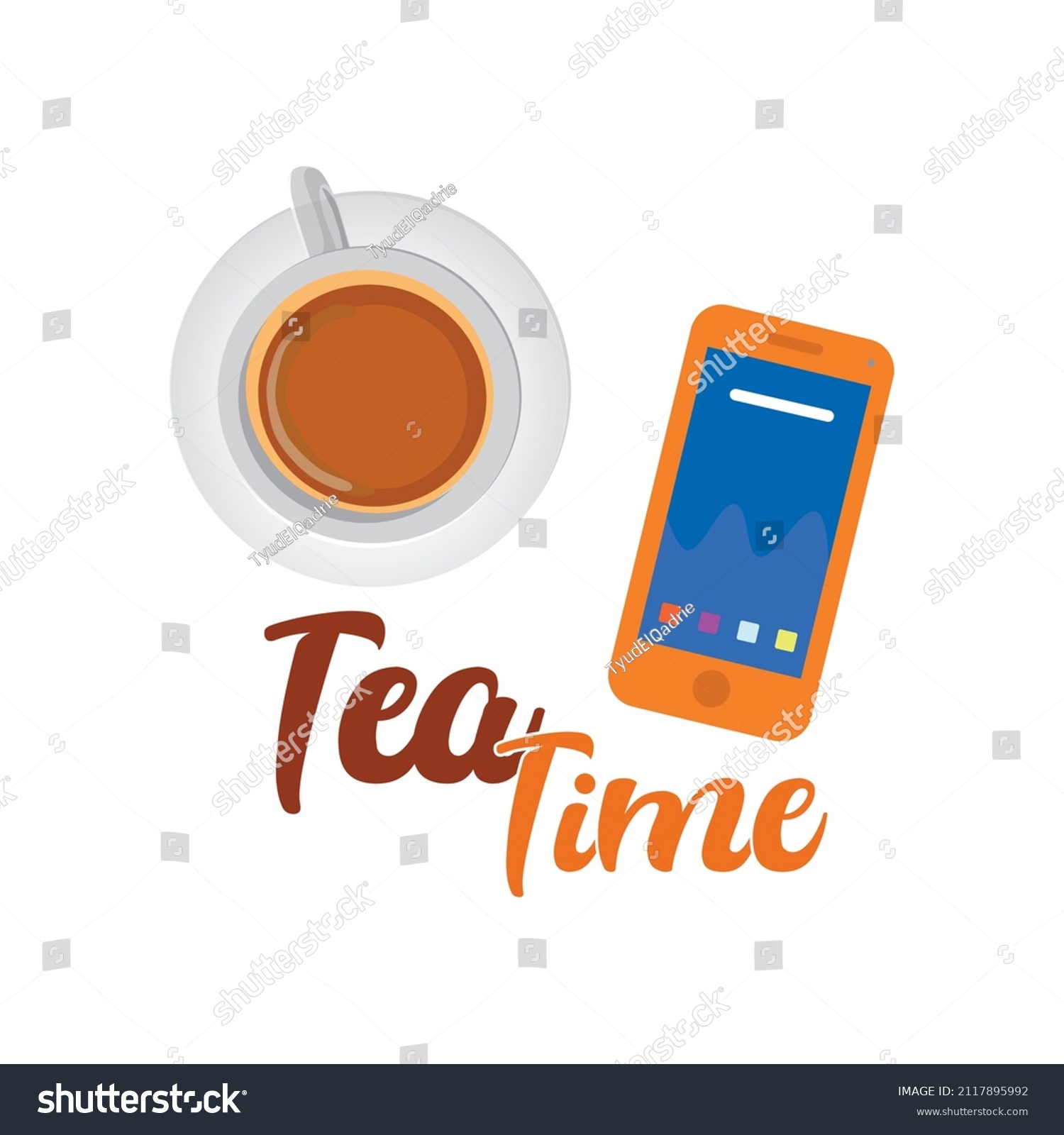 Tea Time White Background Vector Illustration Stock Vector (Royalty ...