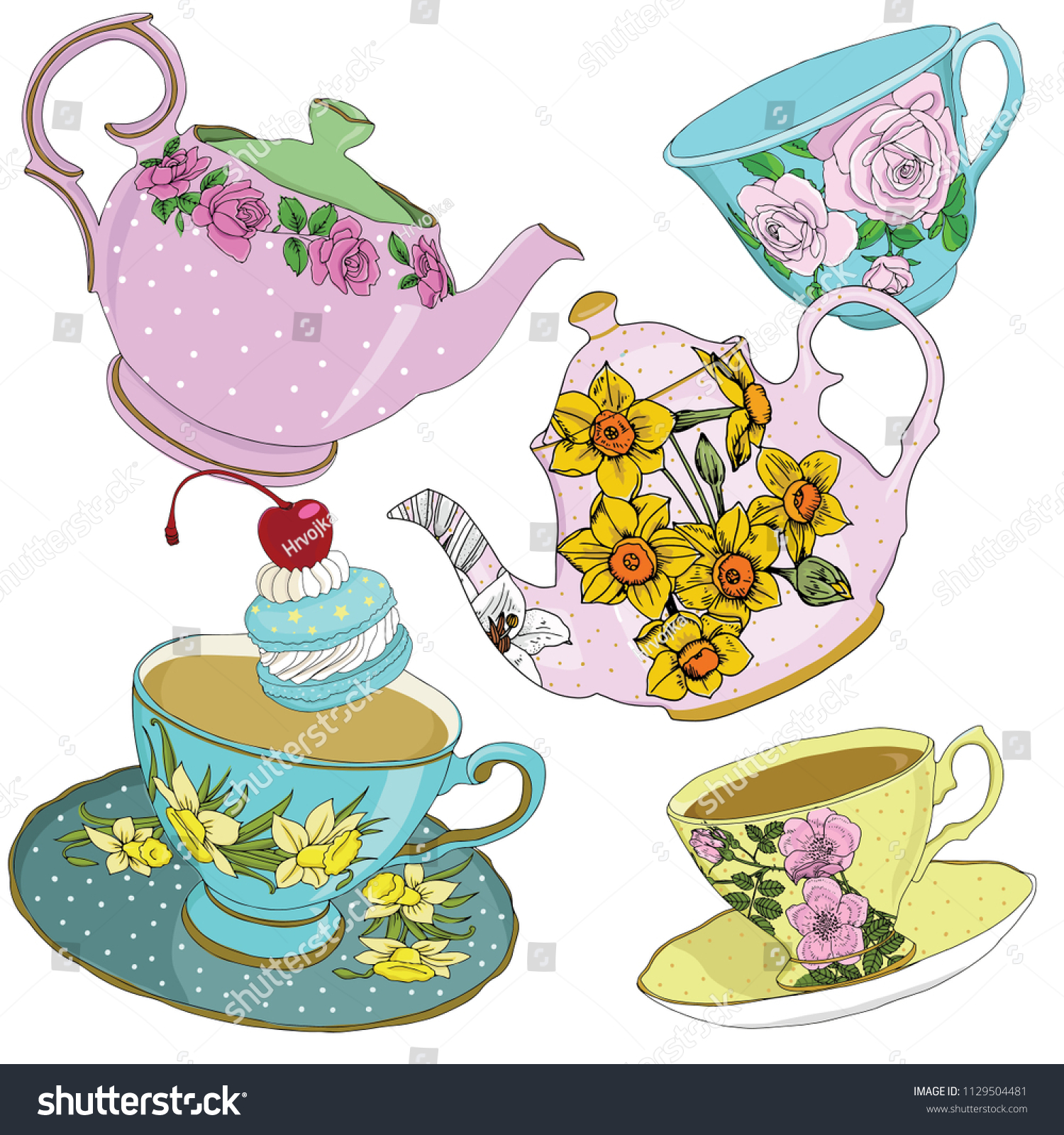 Tea Vintage Vector Illustration Stock Vector (Royalty Free) 1129504481