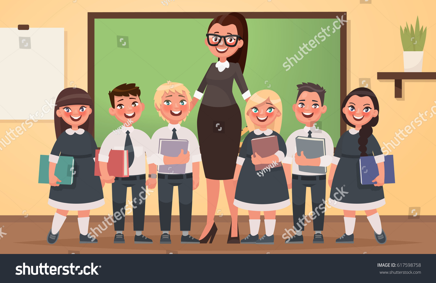 Teacher Pupils Primary School Together Classroom: vector de stock ... Teacher Pupils Primary School Together Classroom: vector de stock ...