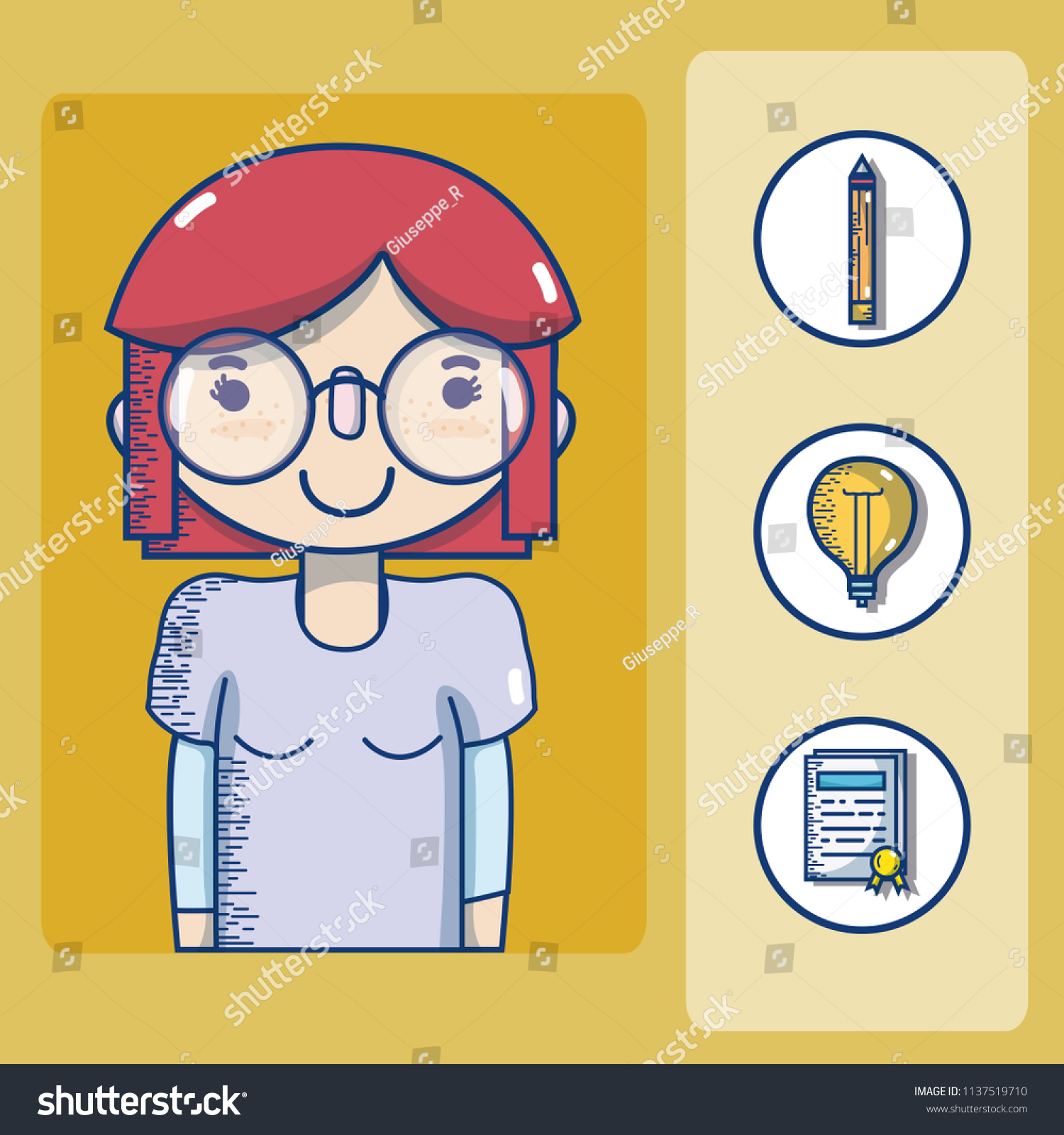 Teacher Cute Cartoon Stock Vector (Royalty Free) 1137519710