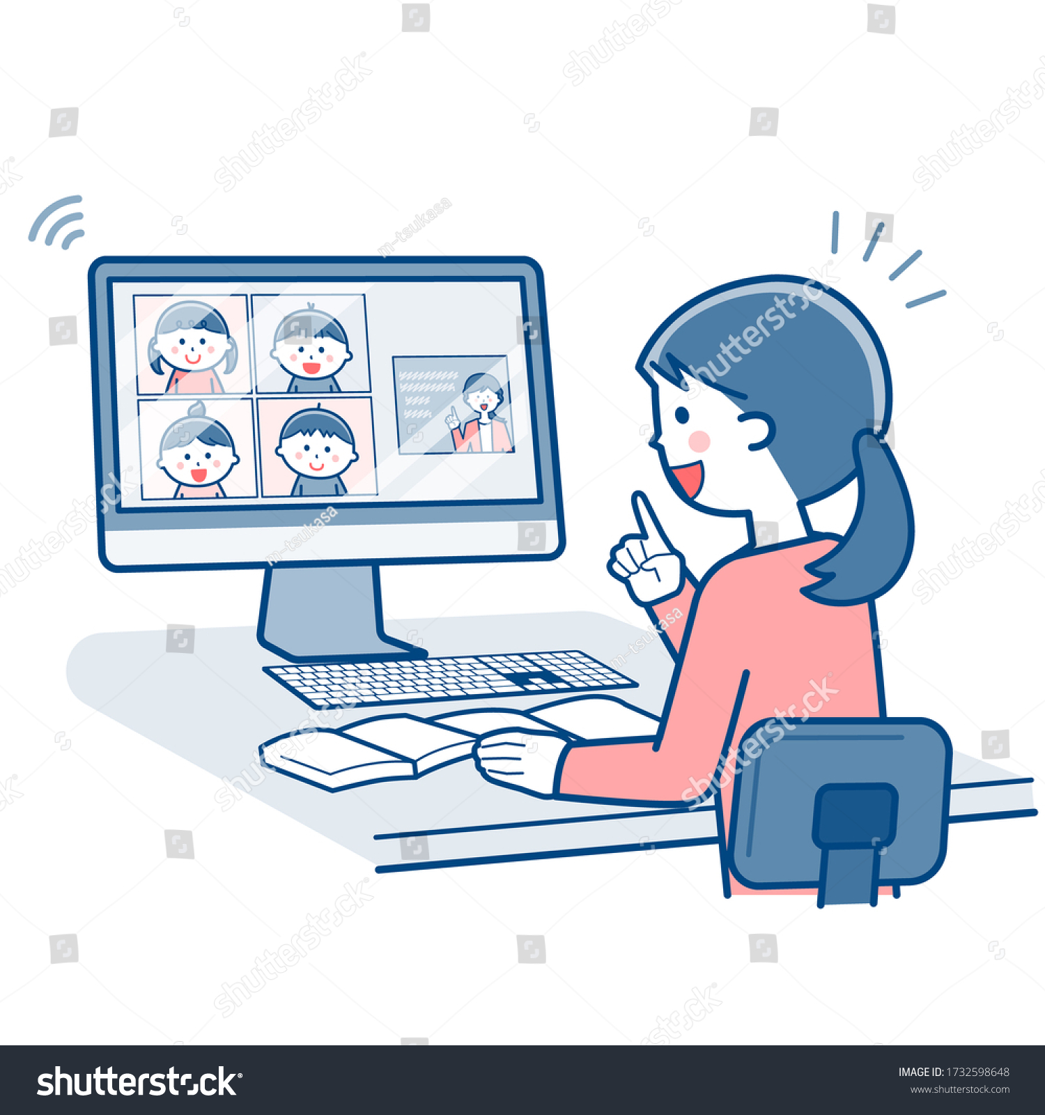 Teacher Teaching Online Using Computer Two Stock Vector (Royalty Free ...