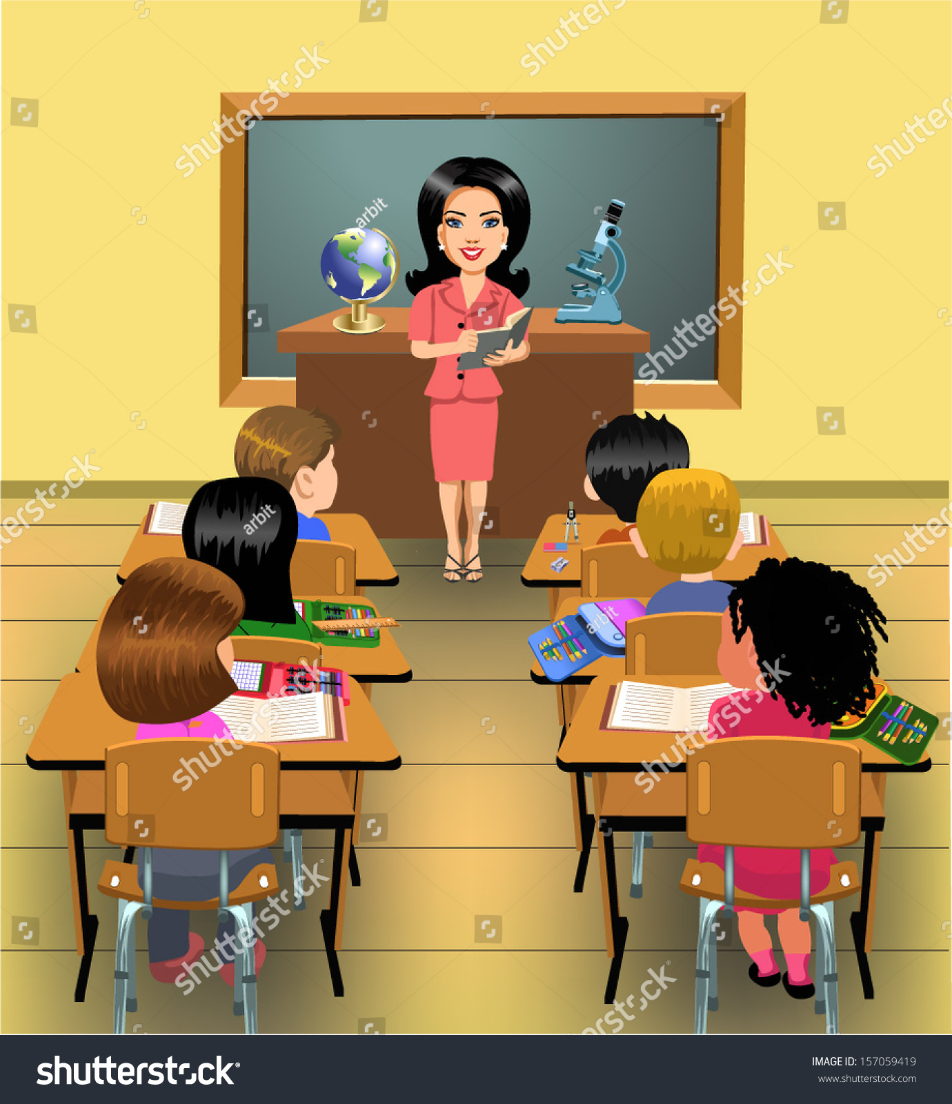 Vektor Stok Teaching Lesson Classroom (Tanpa Royalti) 157059419 ...