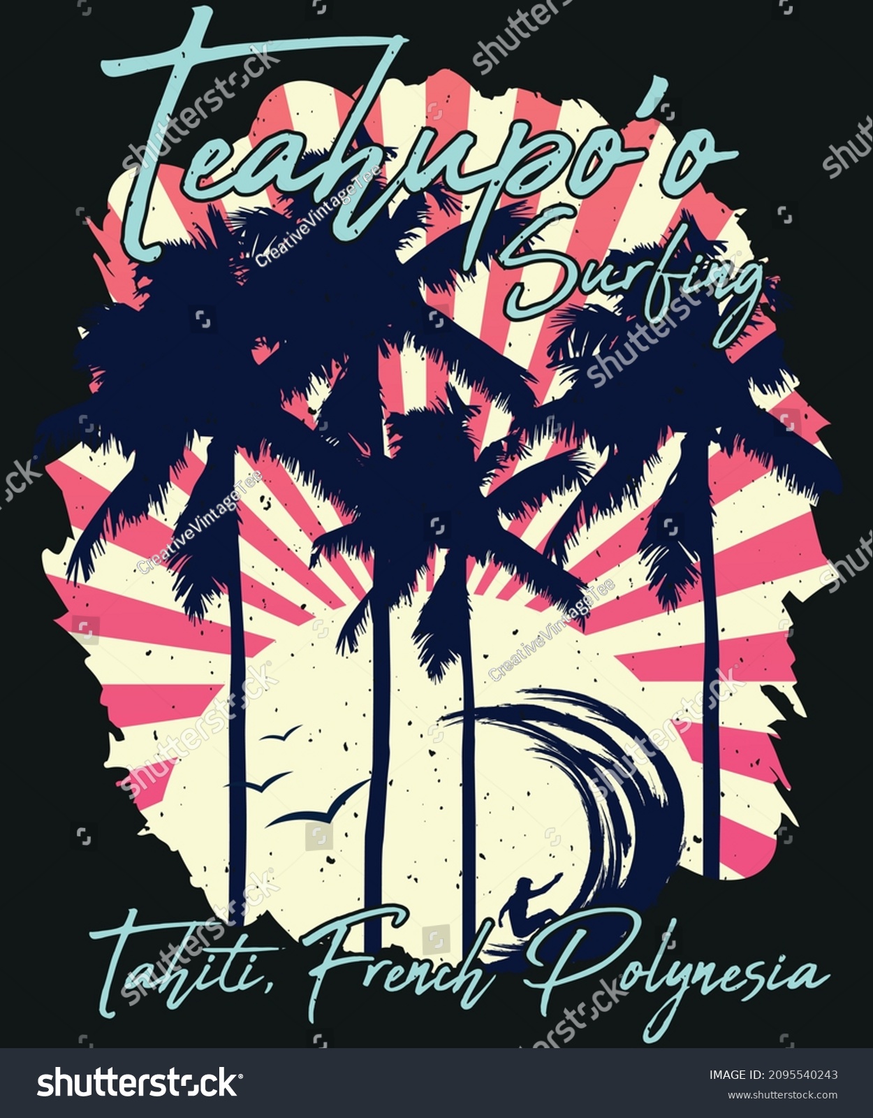 Teahupoo Surfing Tahiti French Polynesia Tshirt Stock Vector (Royalty ... Teahupoo Surfing Tahiti French Polynesia Tshirt Stock Vector (Royalty ...