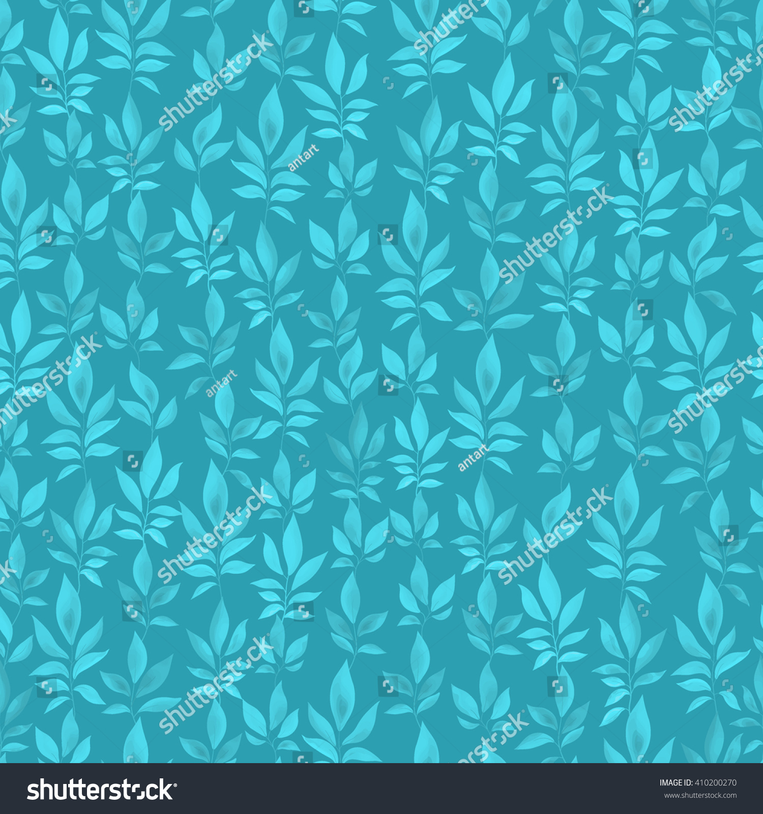 Teal Leaves Seamless Pattern Stock Vector (Royalty Free) 410200270 ...