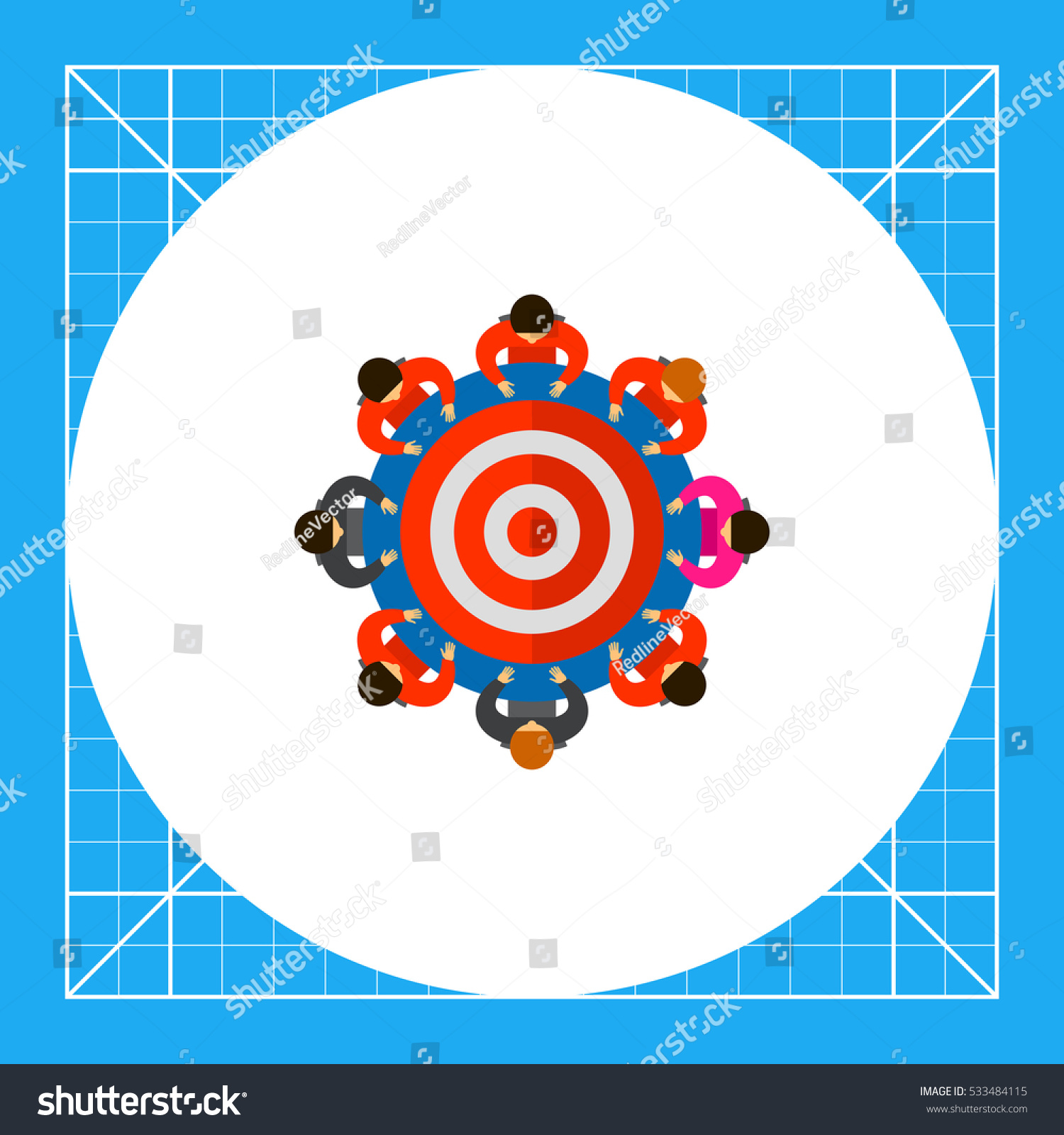 Team Around Table Target Icon Stock Vector (Royalty Free) 533484115 ...