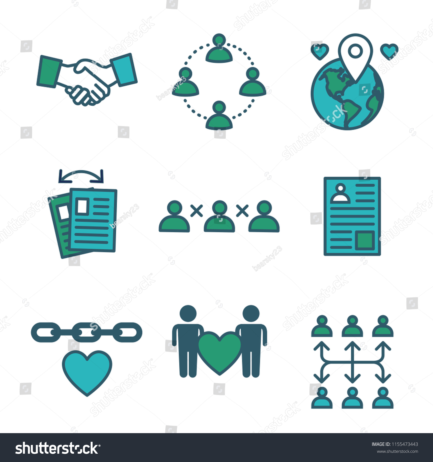 Team Building Teamwork Connectivity Icon Set: เวกเตอร์สต็อก (ปลอดค่า ...