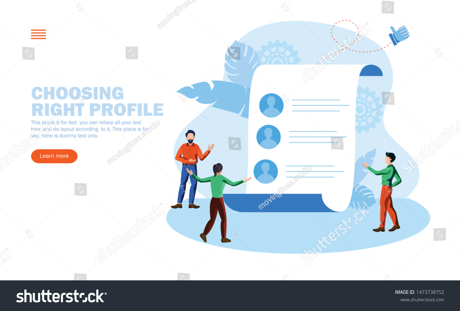Team Choosing Right Profile Vector Illustration Stock Vector (Royalty ...
