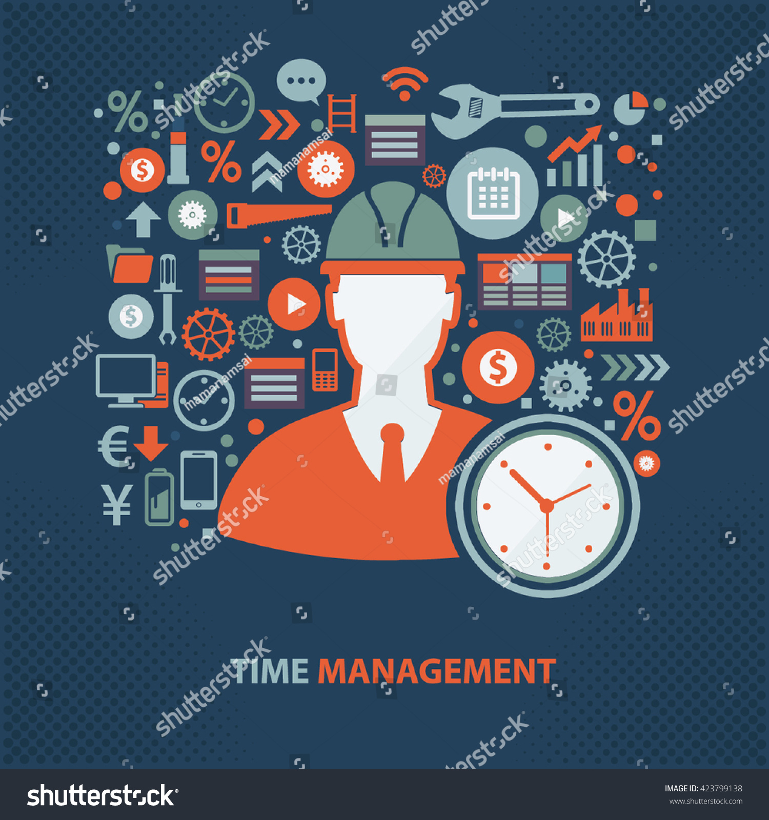 Team Management Concept Design On Dark Stock Vector (Royalty Free ...