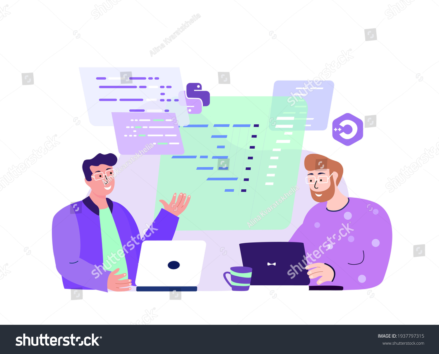 Team Men Programmers Working On Web 库存矢量图(免版税)1937797315 Shutterstock