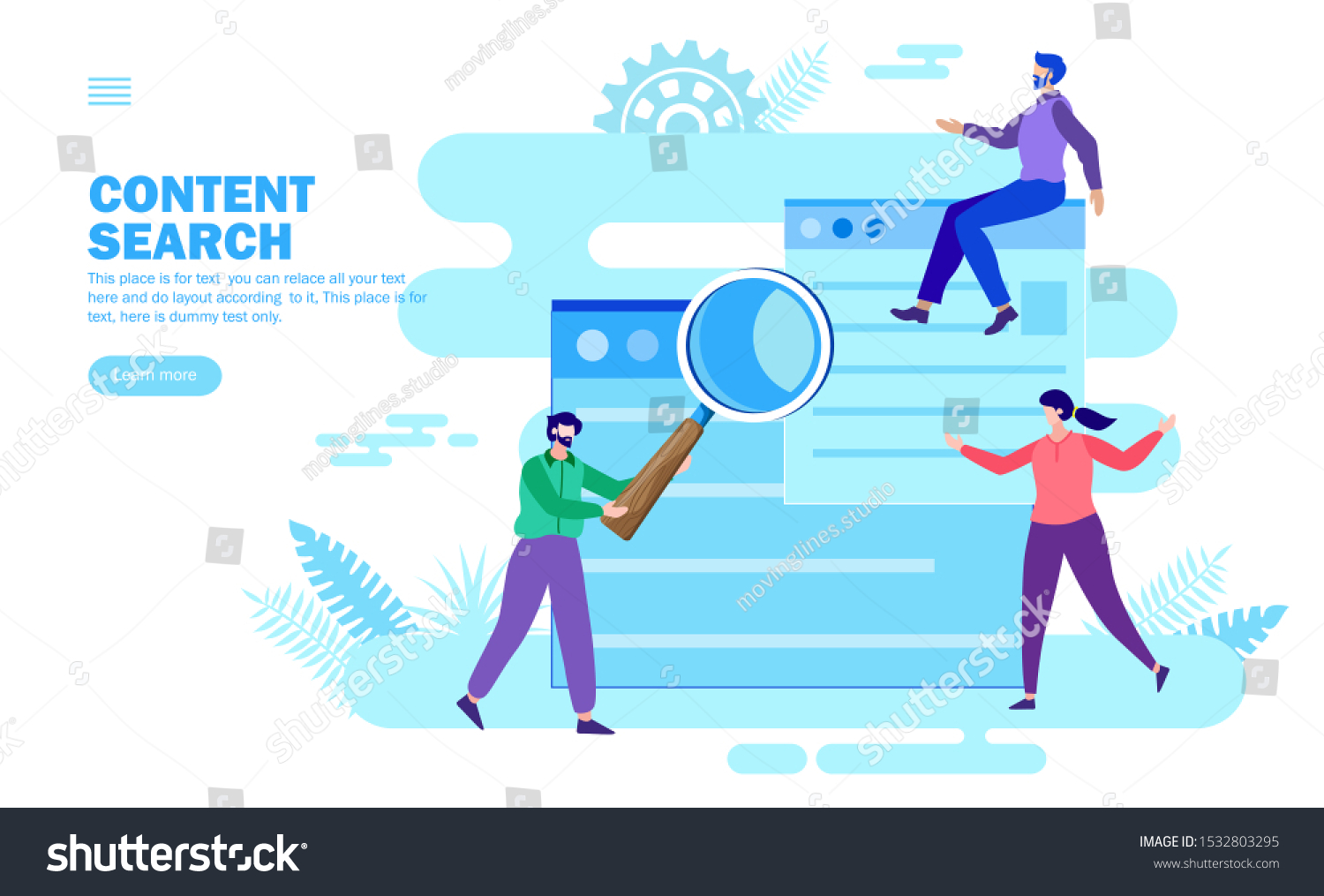 Team Searching Content Flat Vector Illustration Stock Vector (Royalty ...