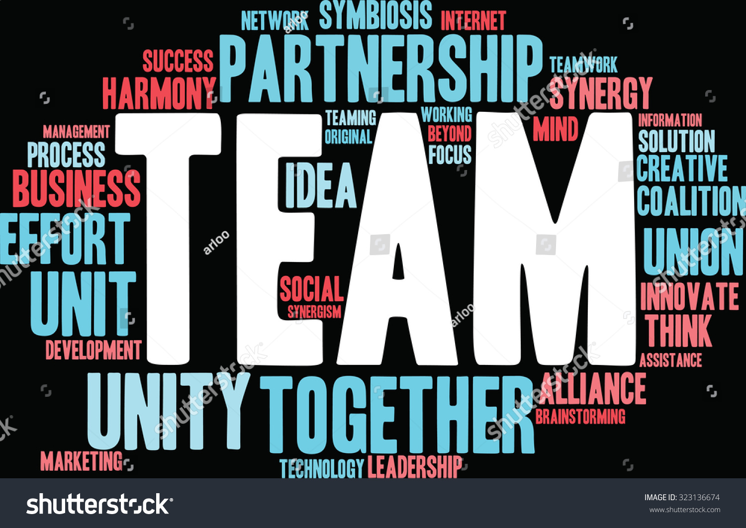 Team Word Cloud On Black Background Stock Vector (Royalty Free ...