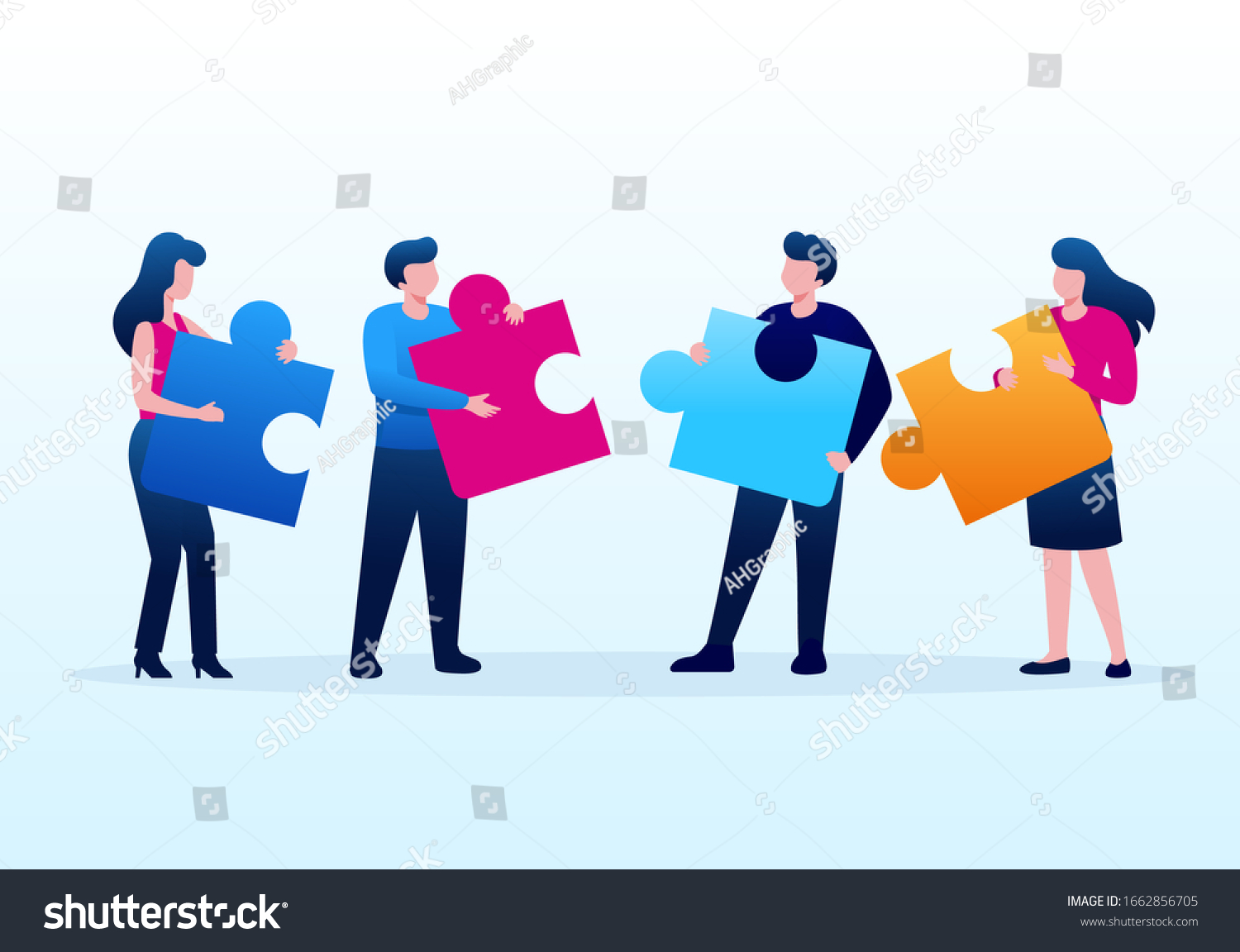 Team Work Collaboration Business Illustration Flat Stock Vector ...