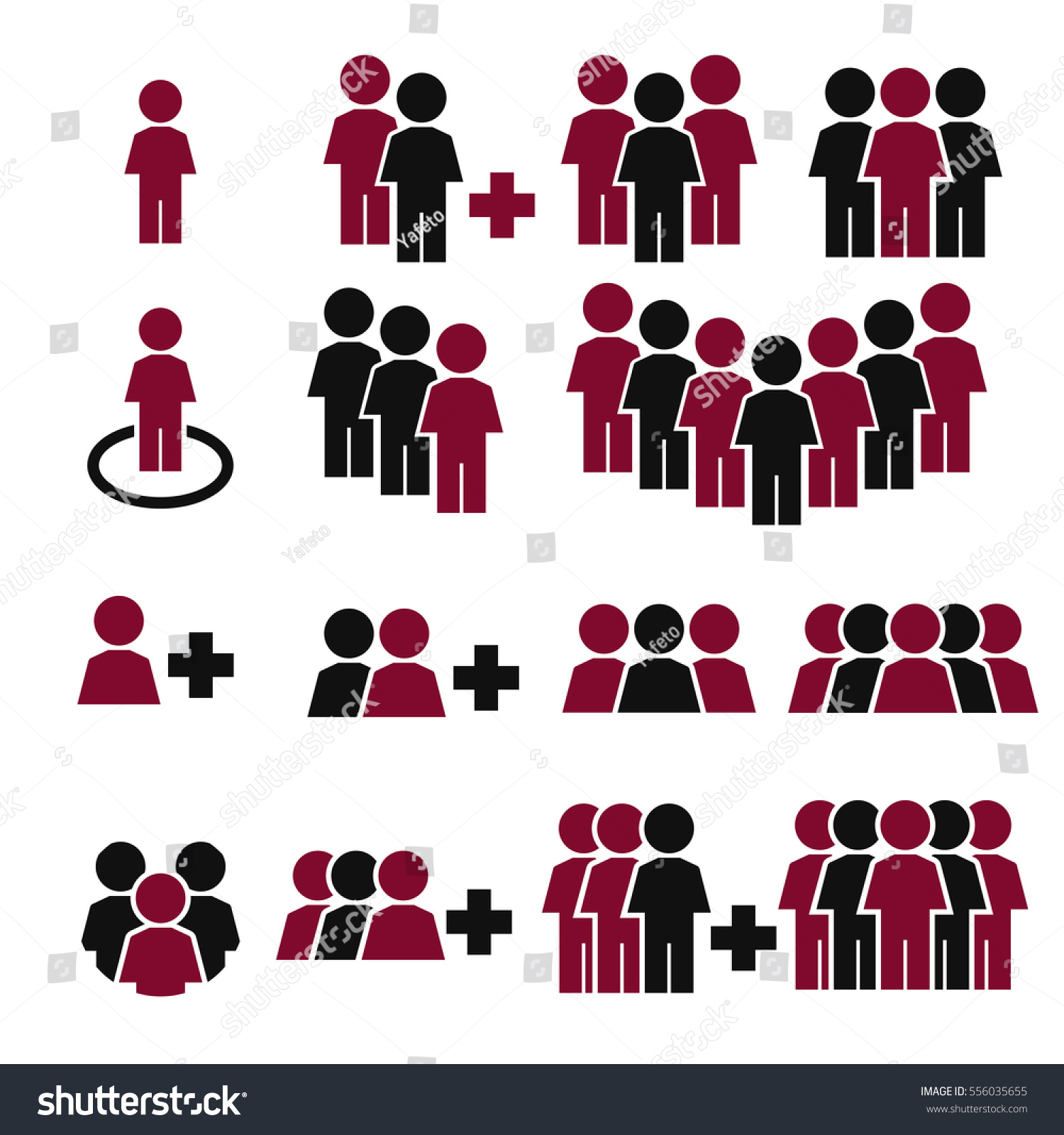 Team Work Crowd Icon Set Stock Vector (Royalty Free) 556035655