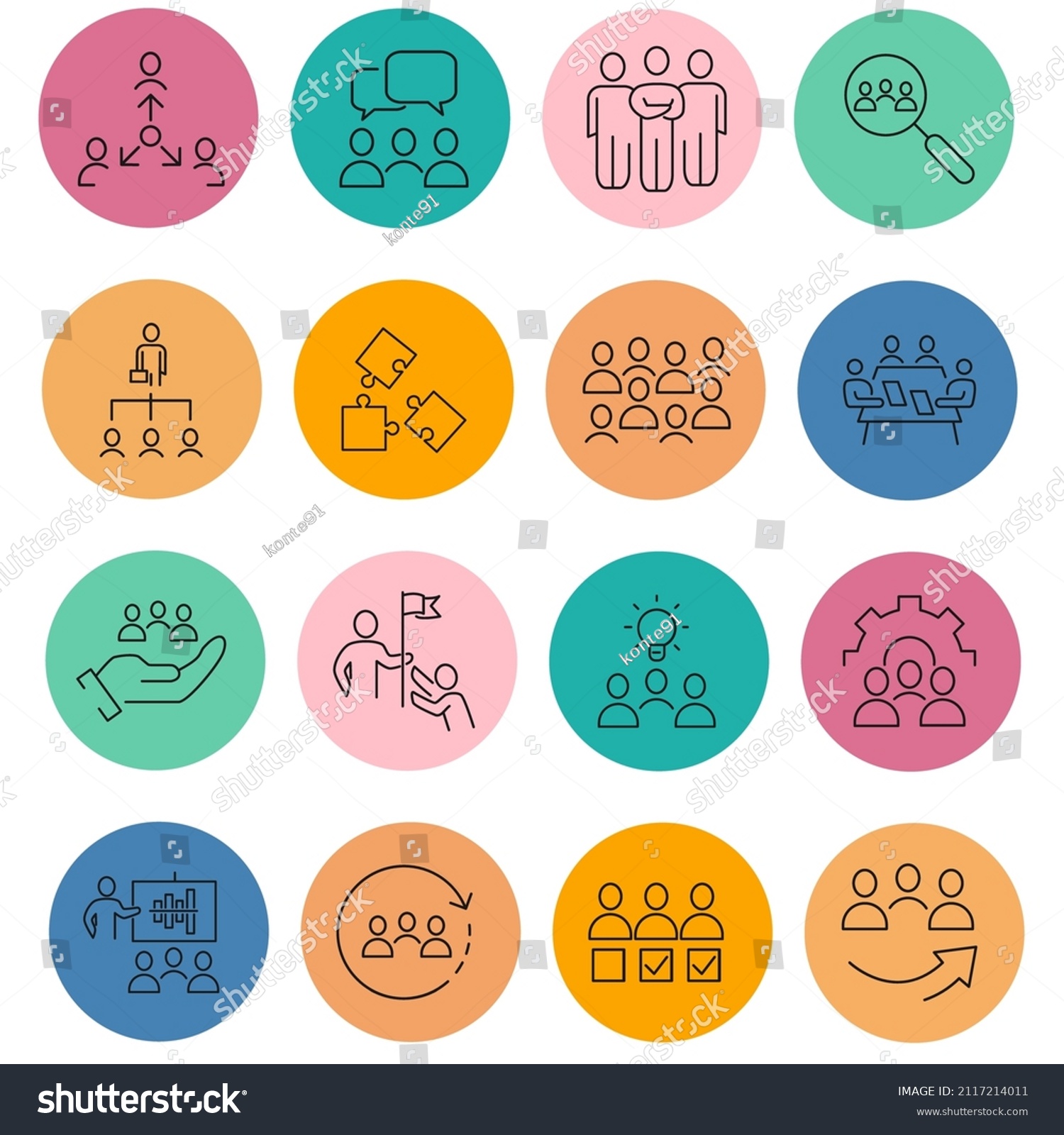 Team Work Icon Set Team Work Stock Vector (Royalty Free) 2117214011