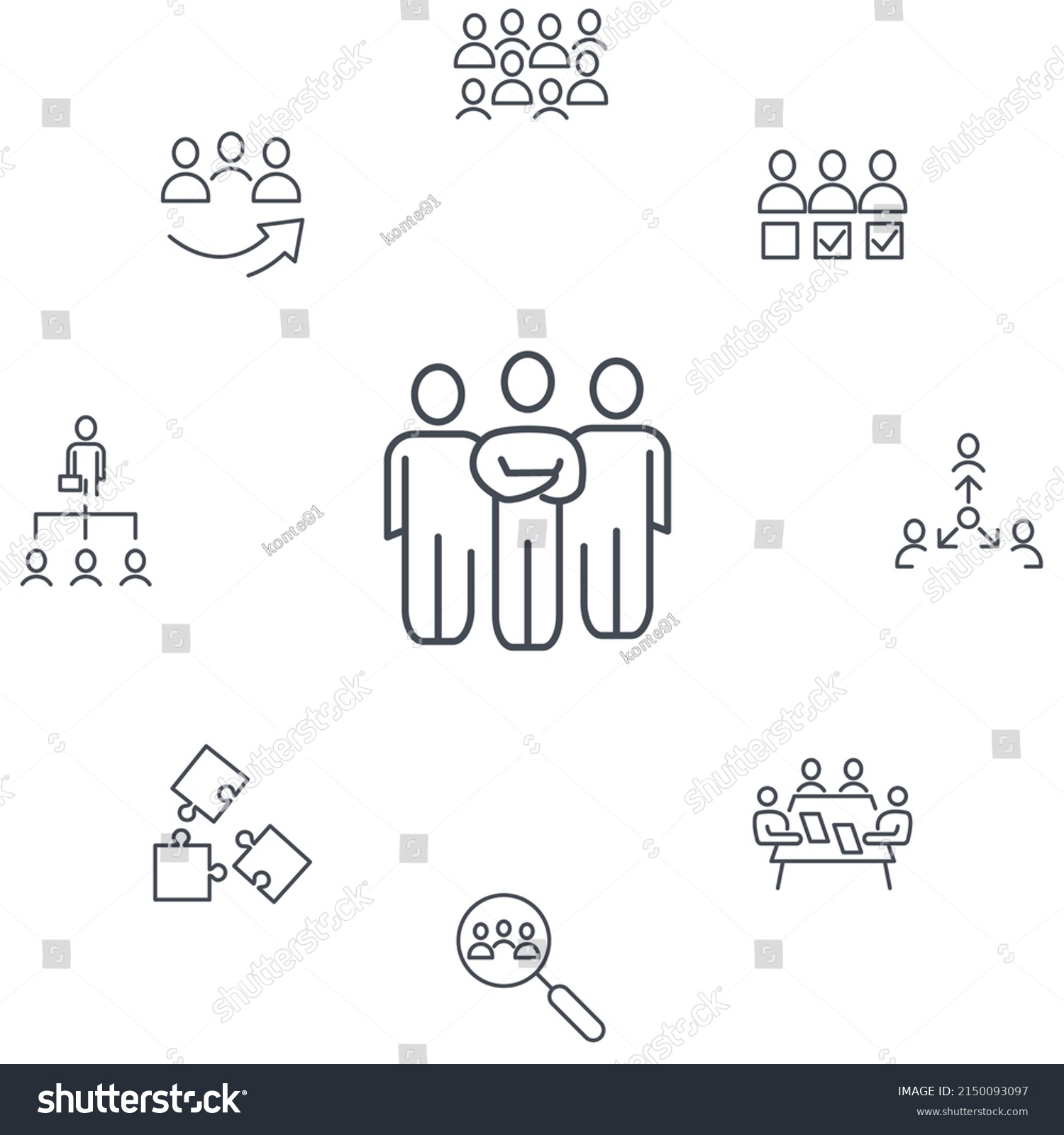Team Work Icons Set Team Work Stock Vector (Royalty Free) 2150093097 ...