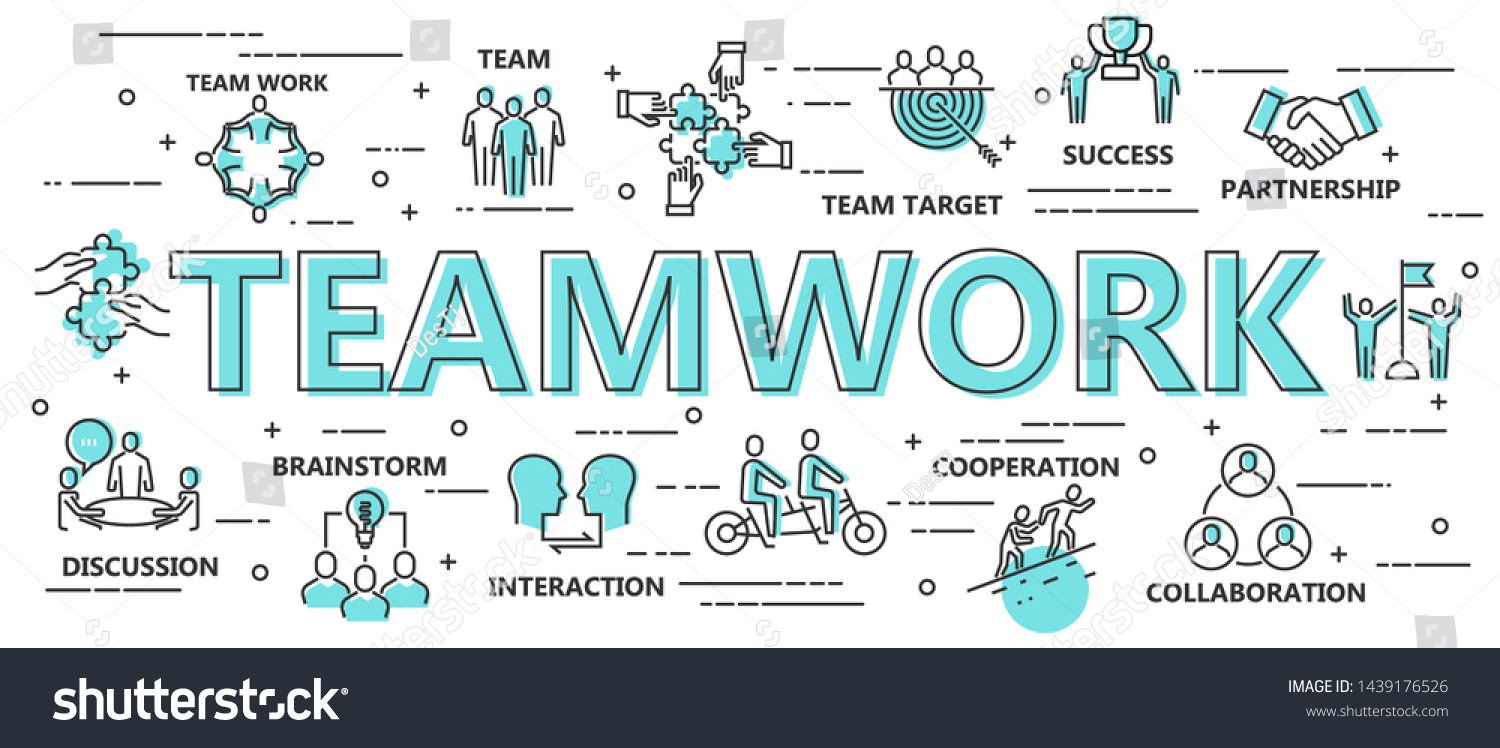 Teamwork Background Flat Design Vector Illustration: vector de stock ...