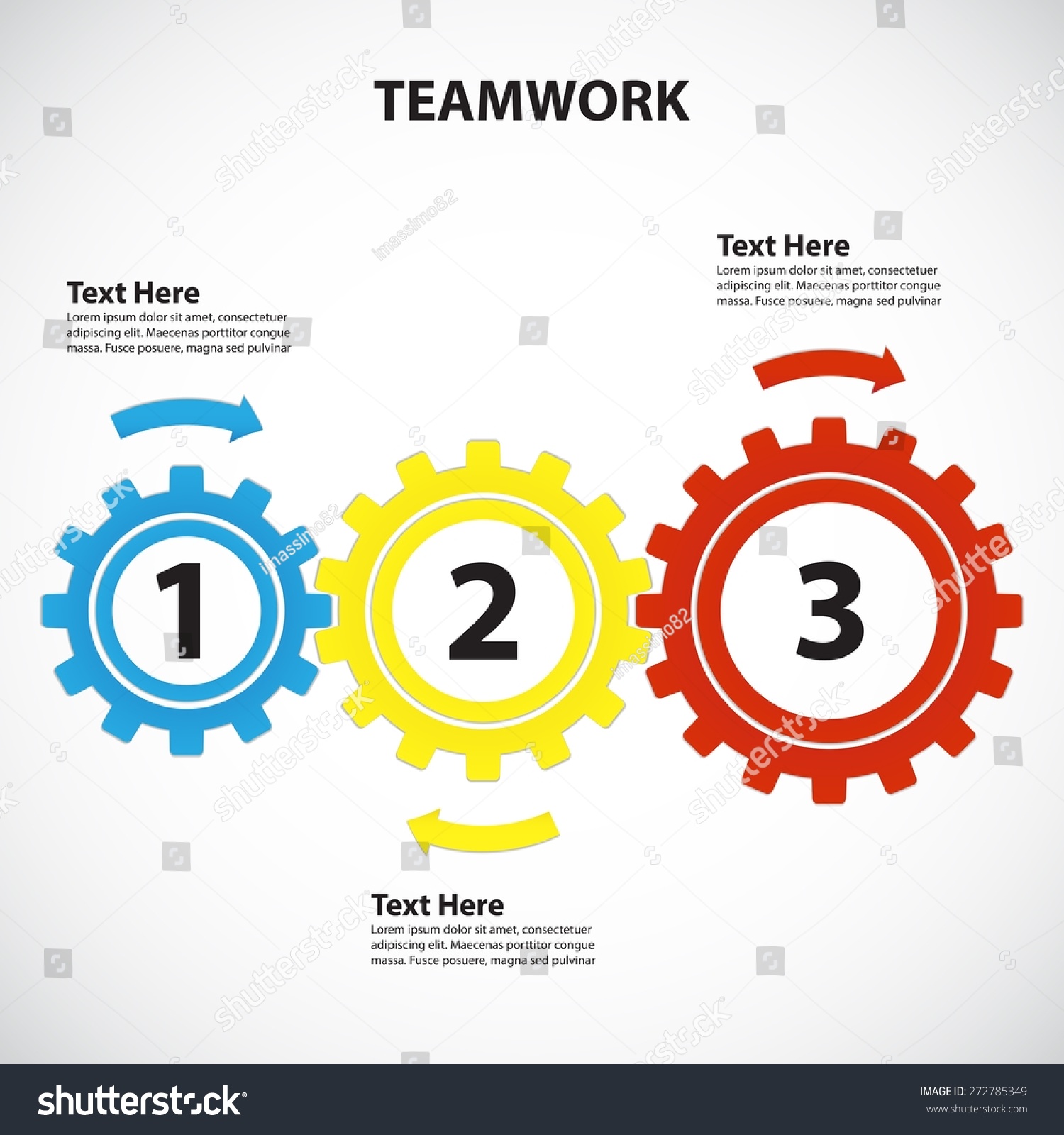 Teamwork 3 Bright Cogwheels Arrows Vector Stock Vector (Royalty Free ...