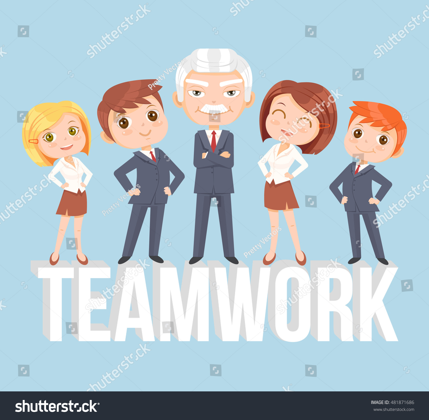 Teamwork Characters Vector Flat Cartoon Illustration Stock Vector ...