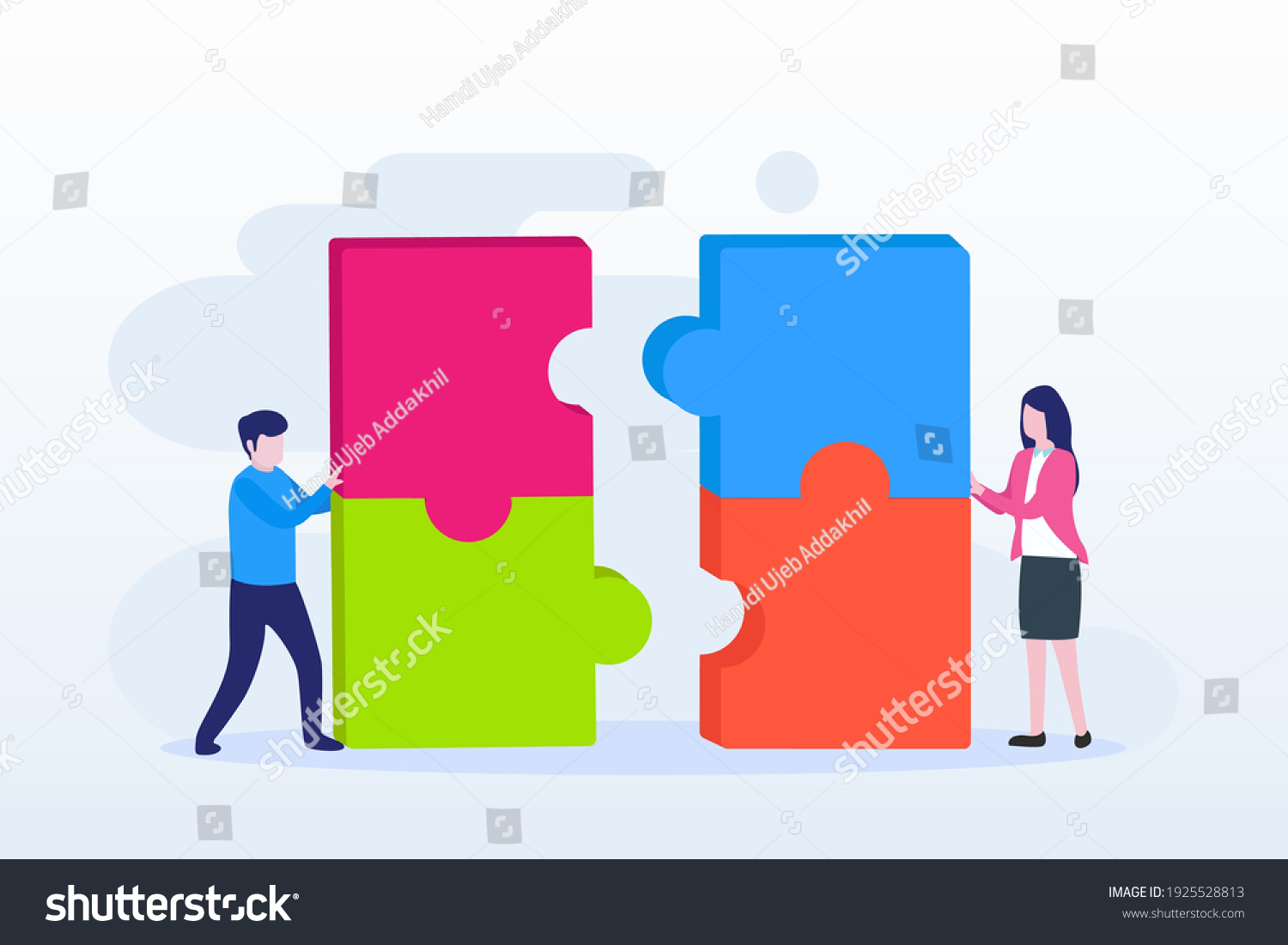 Teamwork Collaboration Winning Vector Illustration Flat Stock Vector (Royalty Free) 1925528813