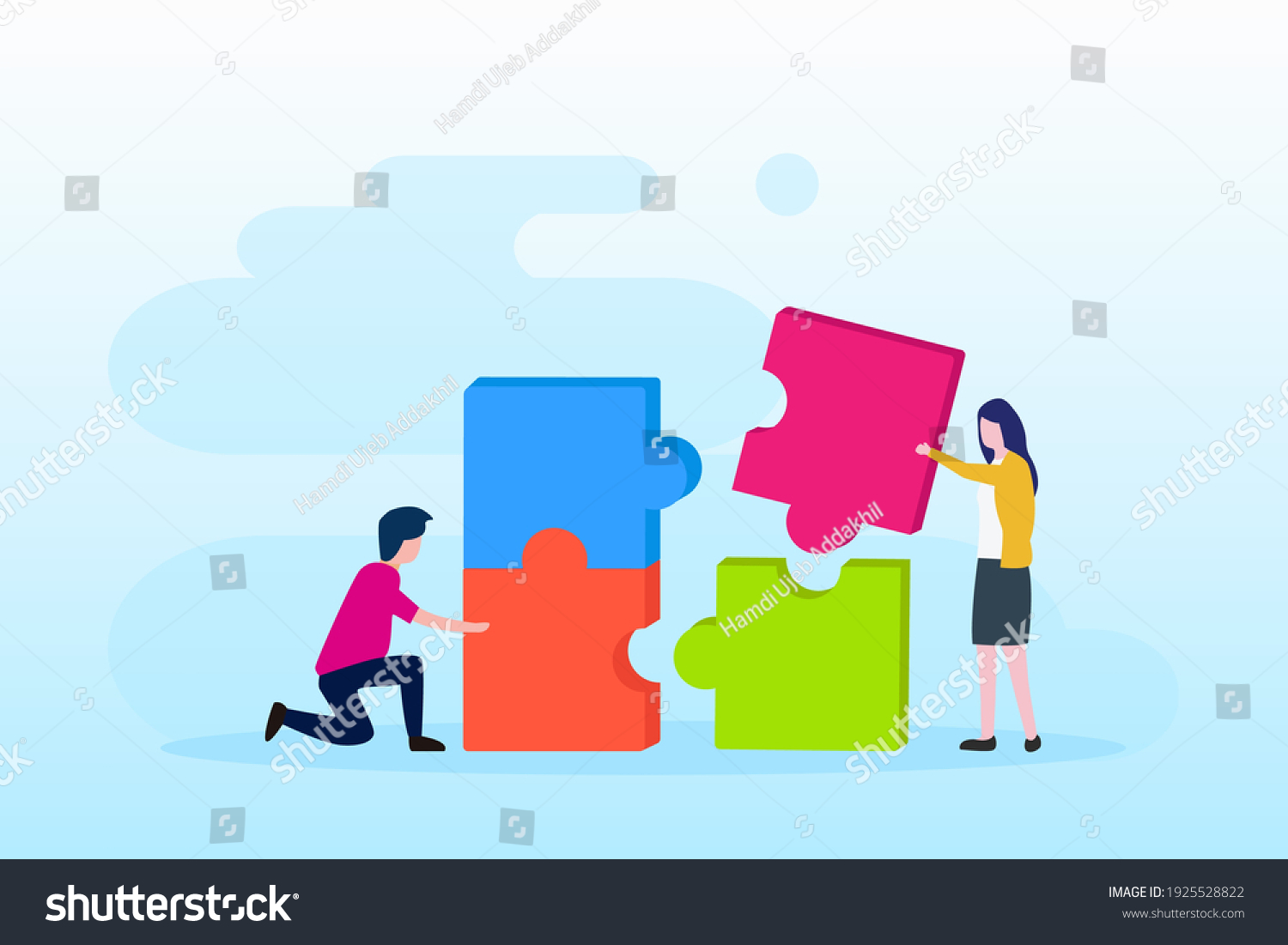 Teamwork Collaboration Winning Vector Illustration Flat Stock Vector ...