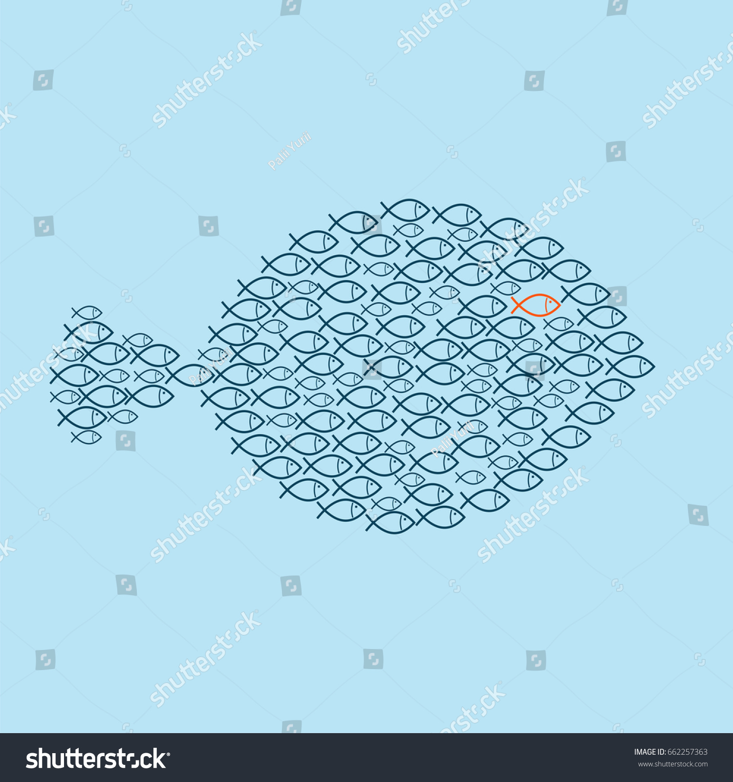 Teamwork Concept Fish Group Vector Illustration Stock Vector (Royalty ...