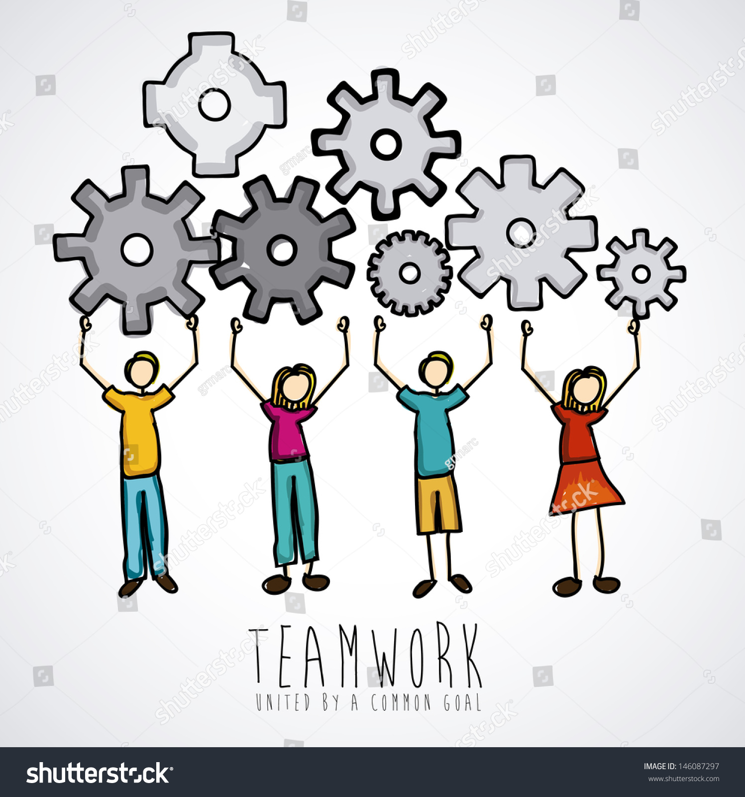Teamwork Design Over Gray Background Vector: เวกเตอร์สต็อก (ปลอดค่า ...