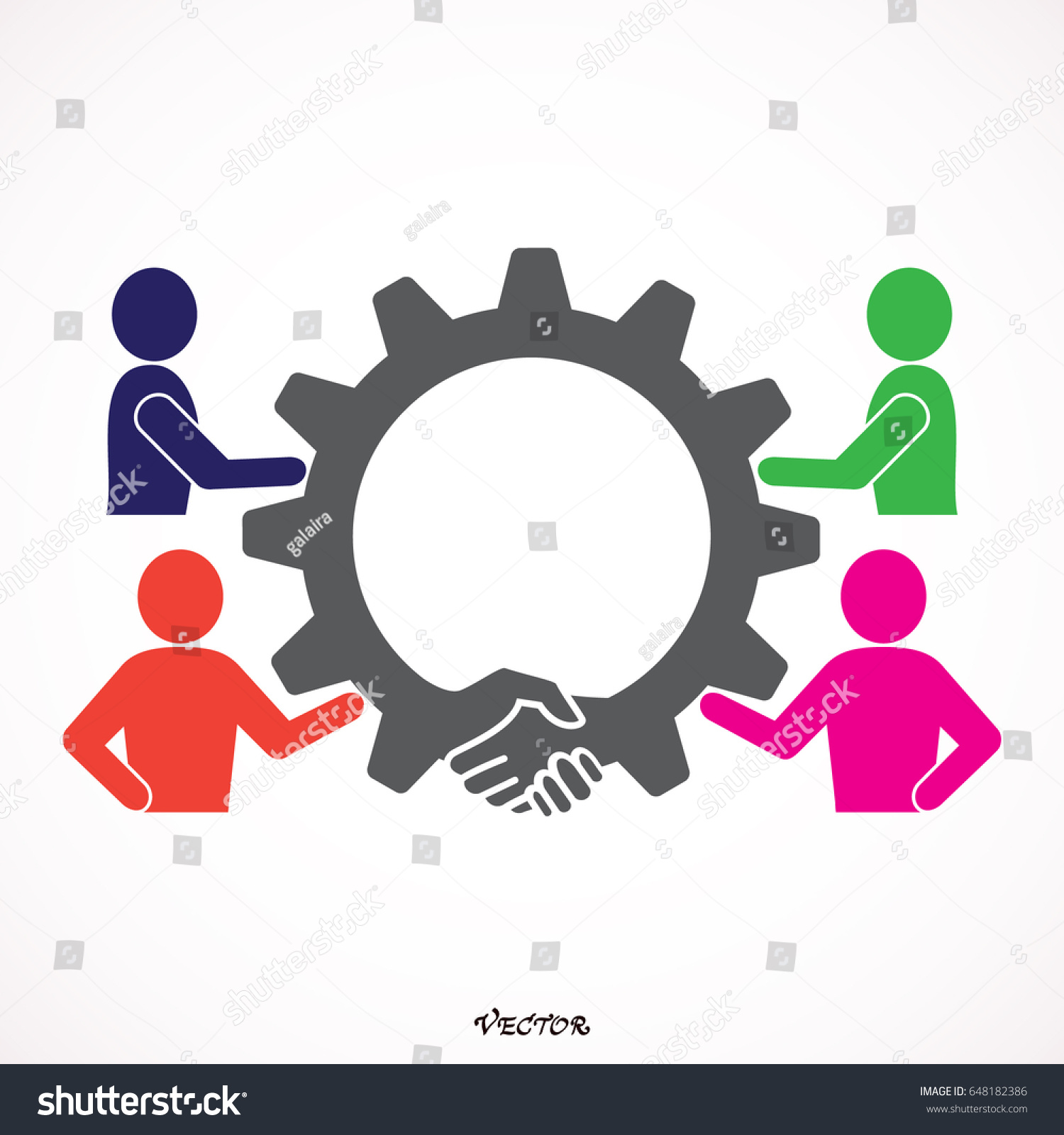 Teamwork Gear Handshake Stock Vector (Royalty Free) 648182386