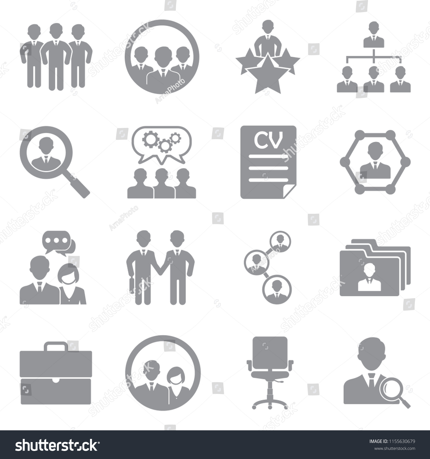 Teamwork Icons Gray Flat Design Vector Stock Vector (Royalty Free ...
