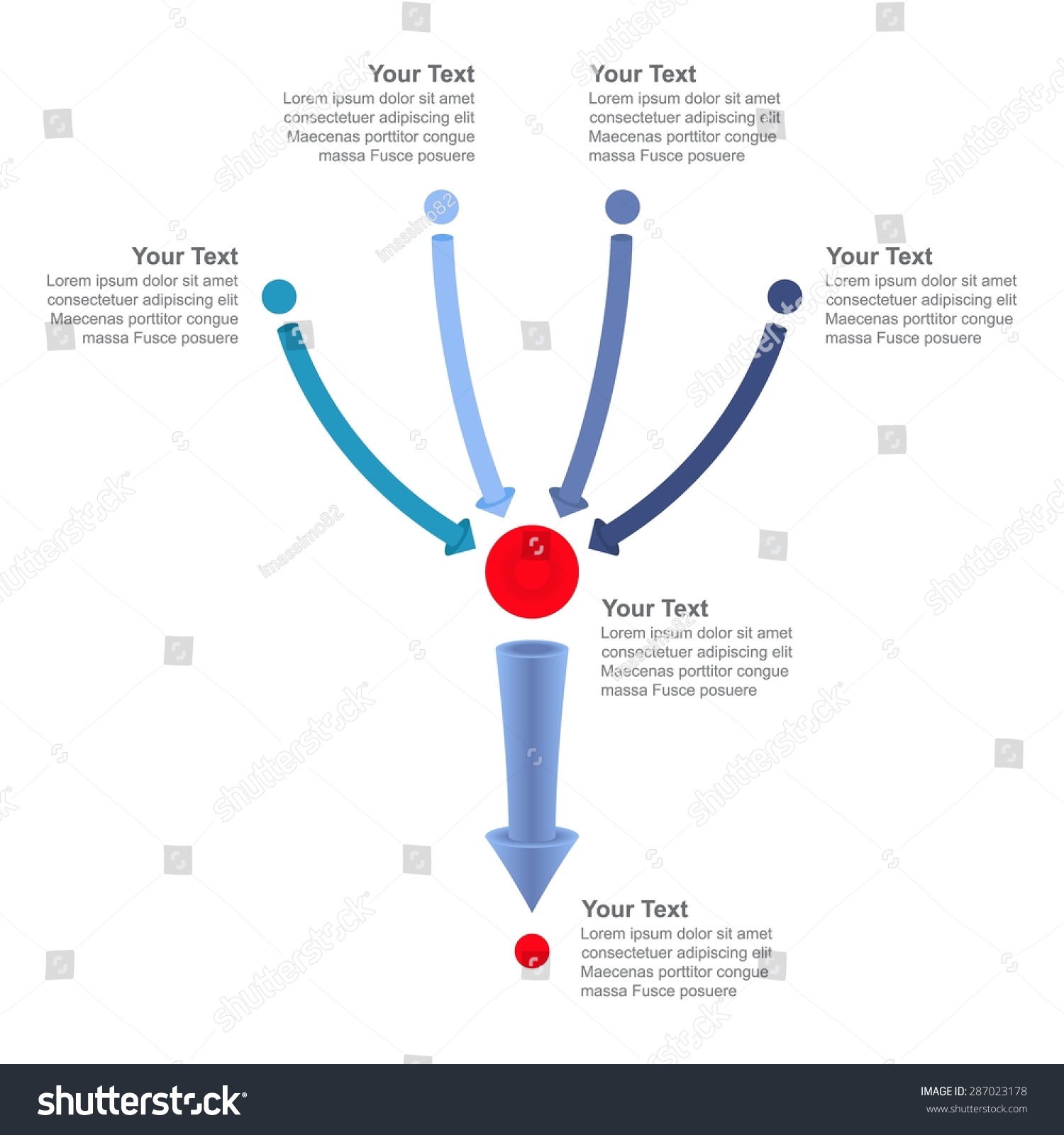 Teamwork 4 1 Vertical Converging Arrows Stock Vector (Royalty Free ...