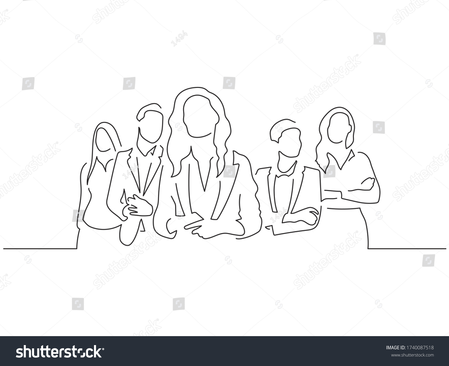 Teamwork Line Drawing Vector Illustration Design Stock Vector (Royalty ...