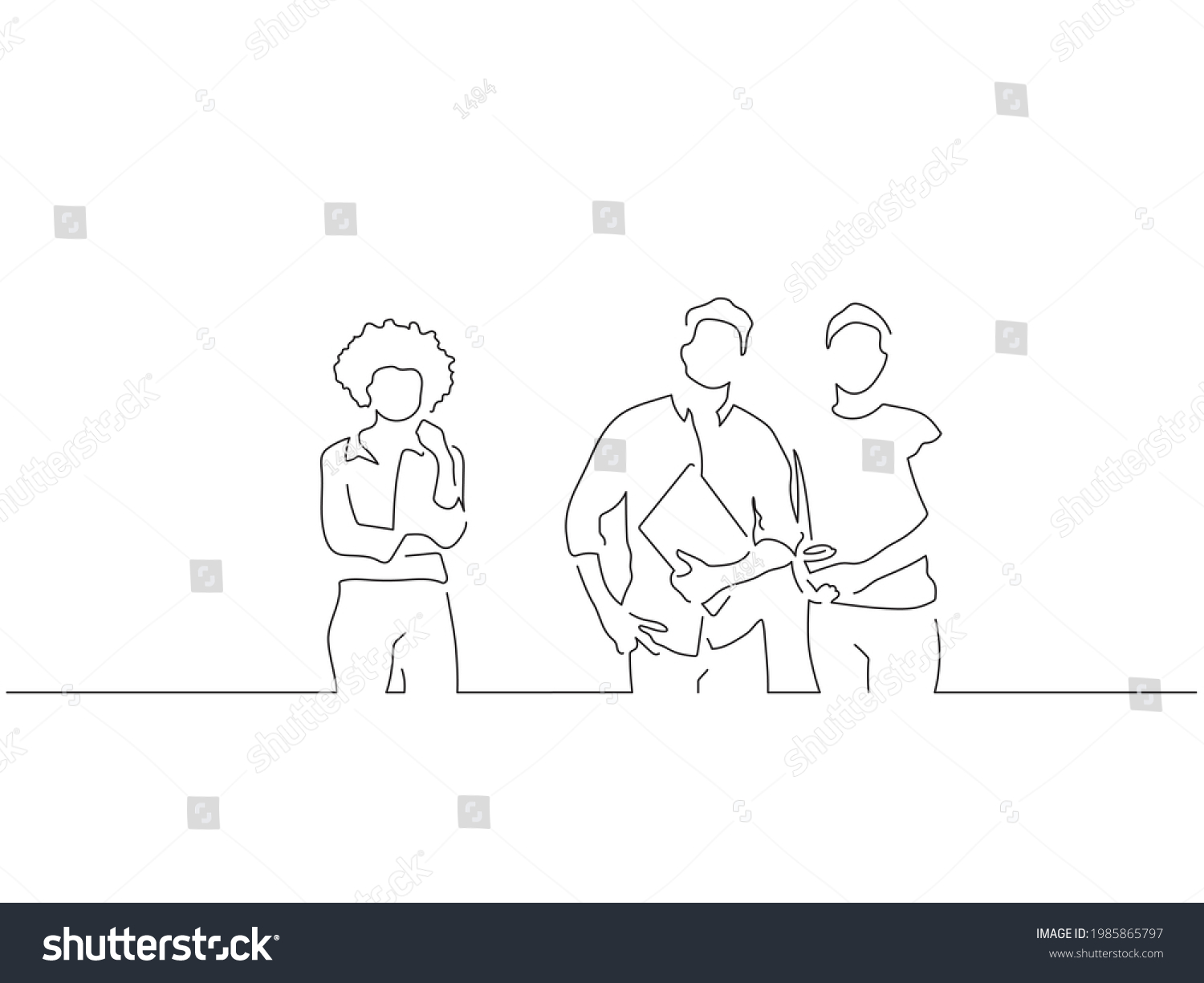 Teamwork Line Drawing Vector Illustration Design Stock Vector (Royalty ...