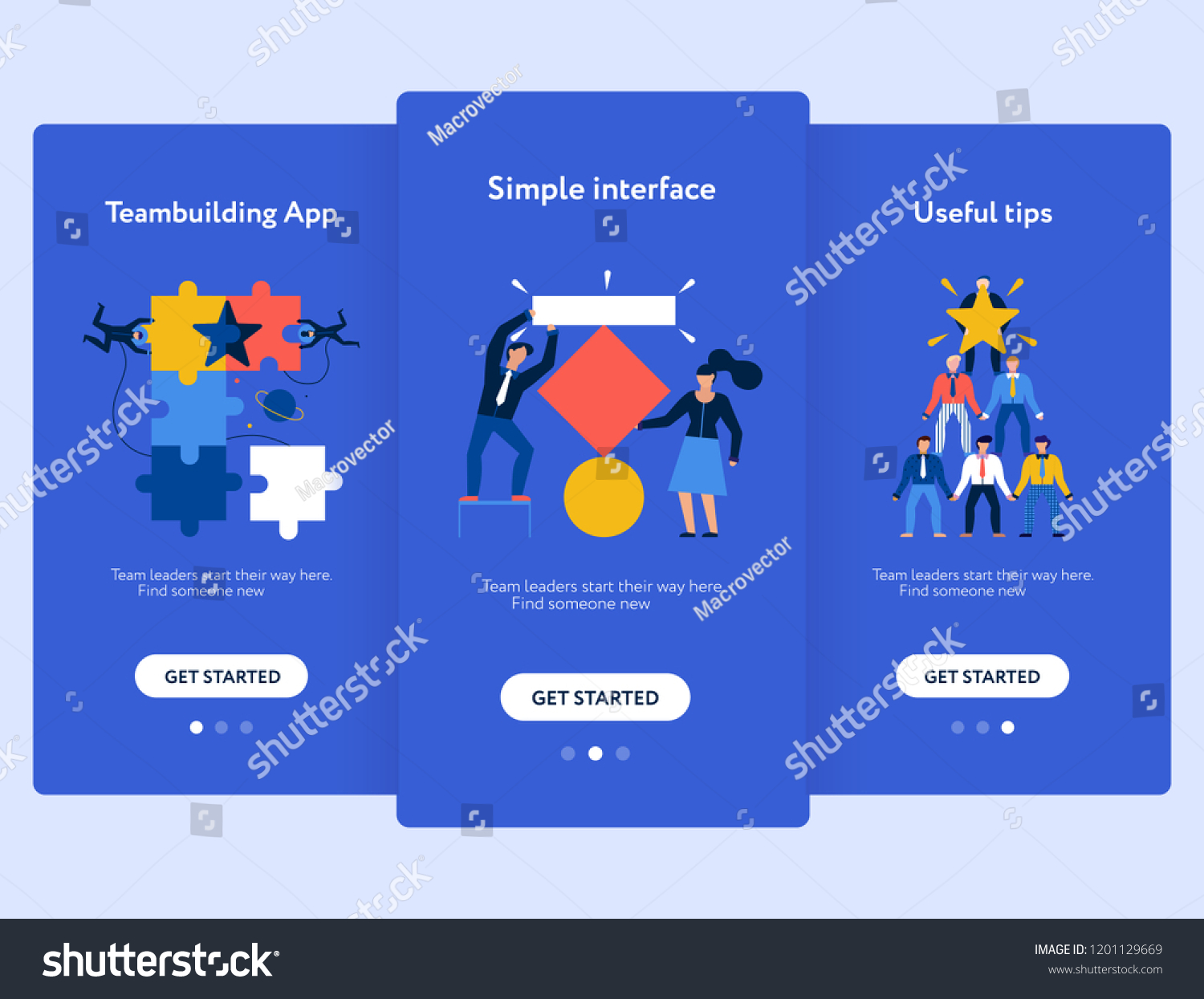 Teamwork Mobile Screen Set Interface Tips Stock Vector (Royalty Free ...
