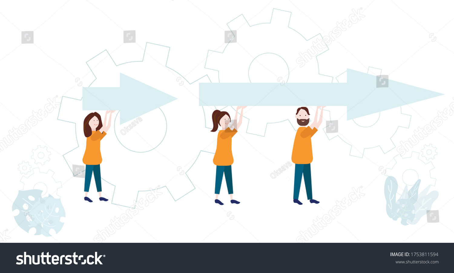 Teamwork People Carry Arrows Pointers Vector Stock Vector (Royalty Free ...